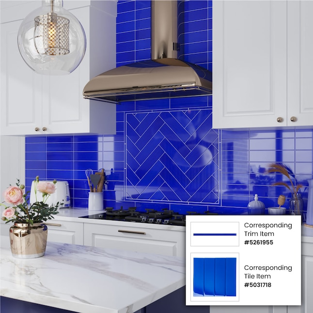 Apollo Tile Colorway Royal Blue 3 In X 12 In Glossy Glass Brick Subway