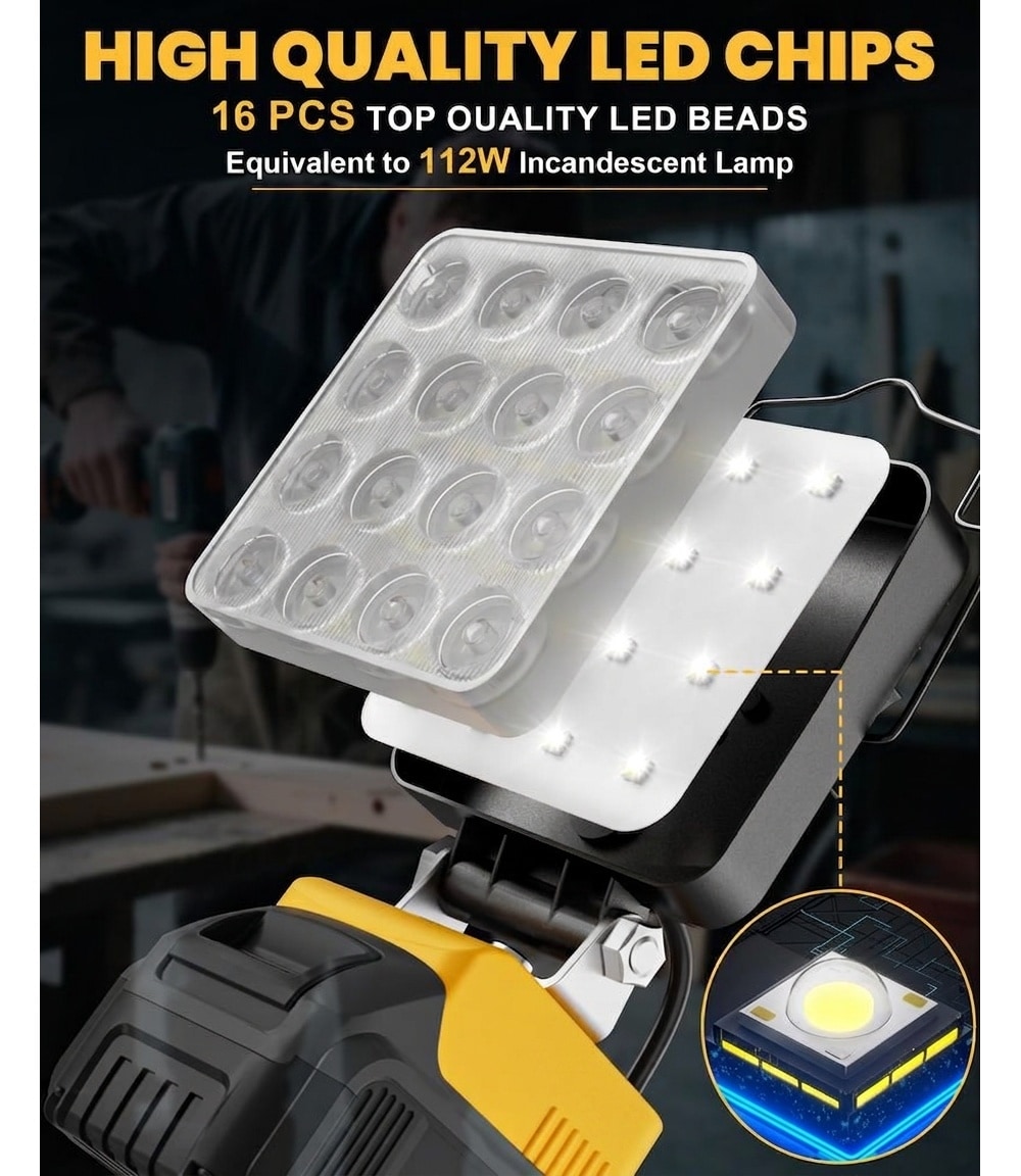 Lukvuzo 1 Piece Cordless LED Work Light 112W 11200LM 140 Degree ...