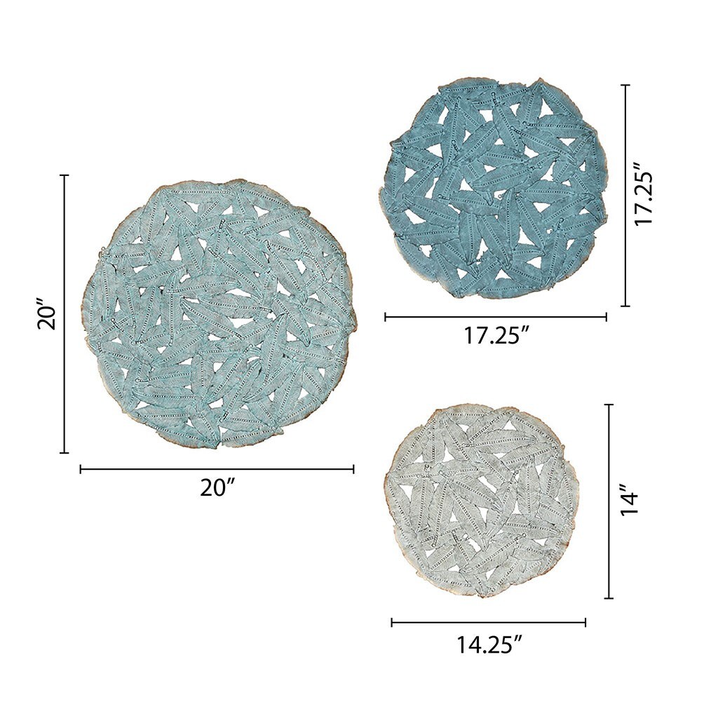 Gracie Mills Delbert Feathered Radiance 3-Piece Metal Disc Wall Decor ...