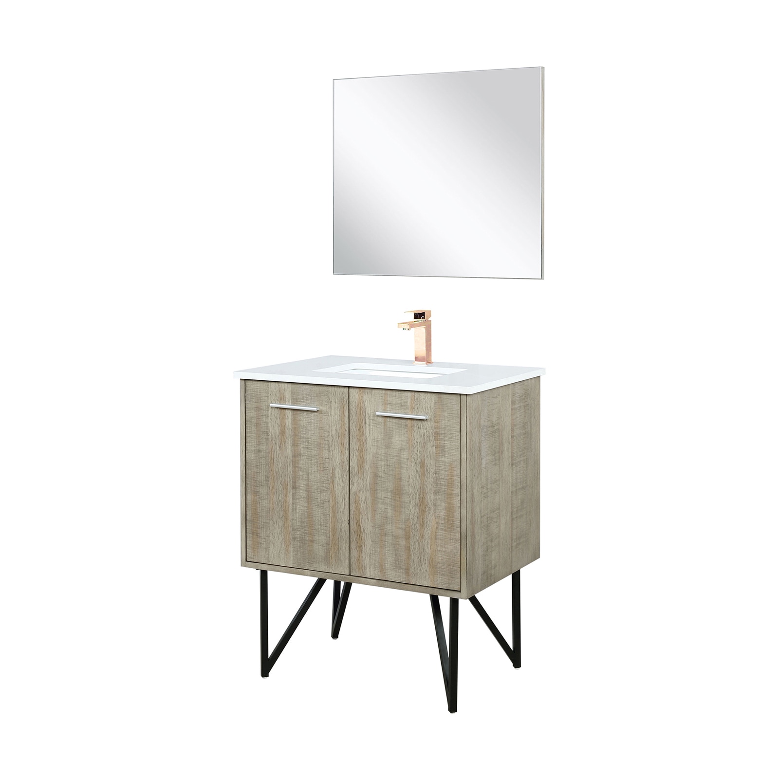 Tatayosi Rustic Acacia Bath Vanity 30 in W x 20 in D Cultured Marble ...