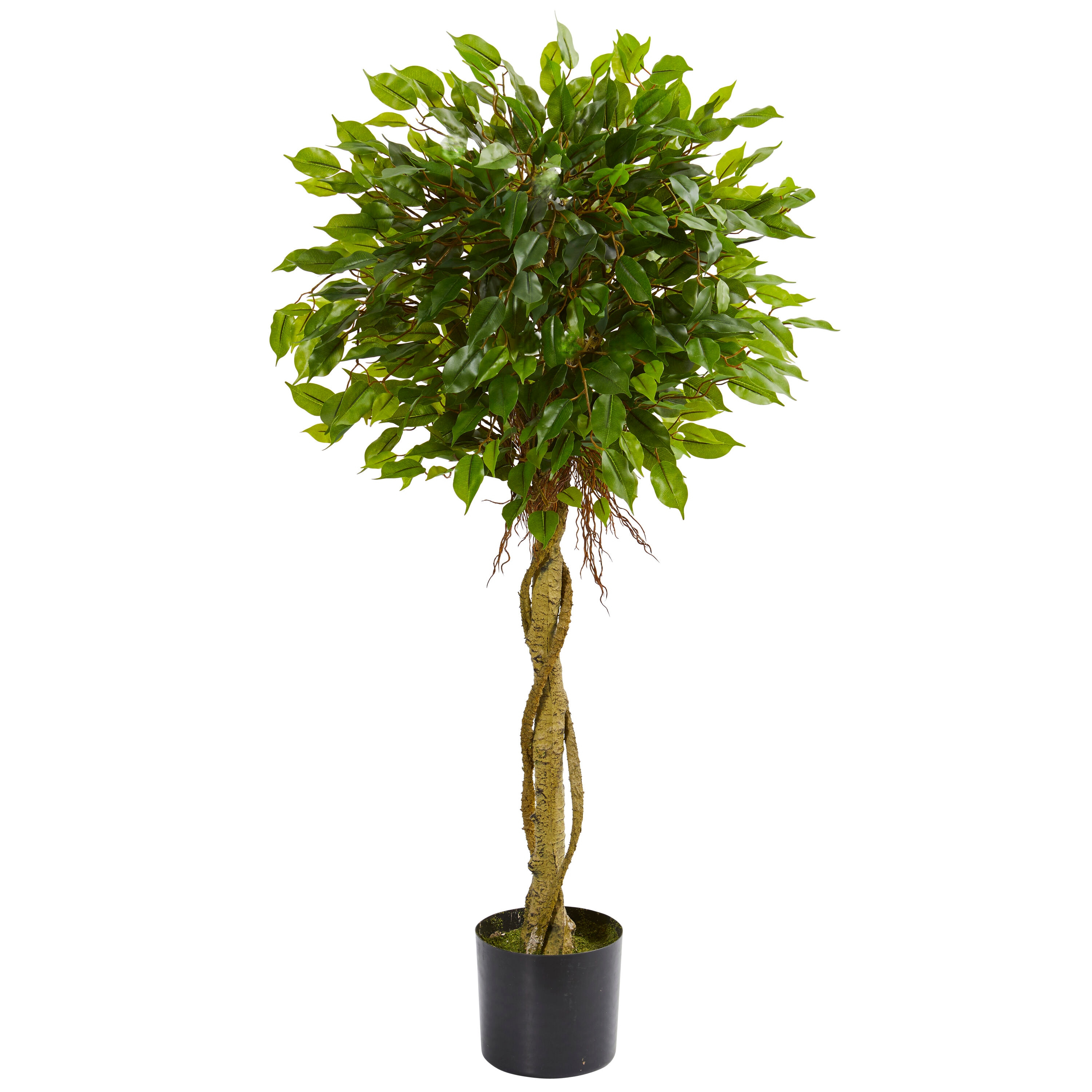 Nearly Natural 4-ft Ficus Artificial Topiary Tree - UV Resistant ...