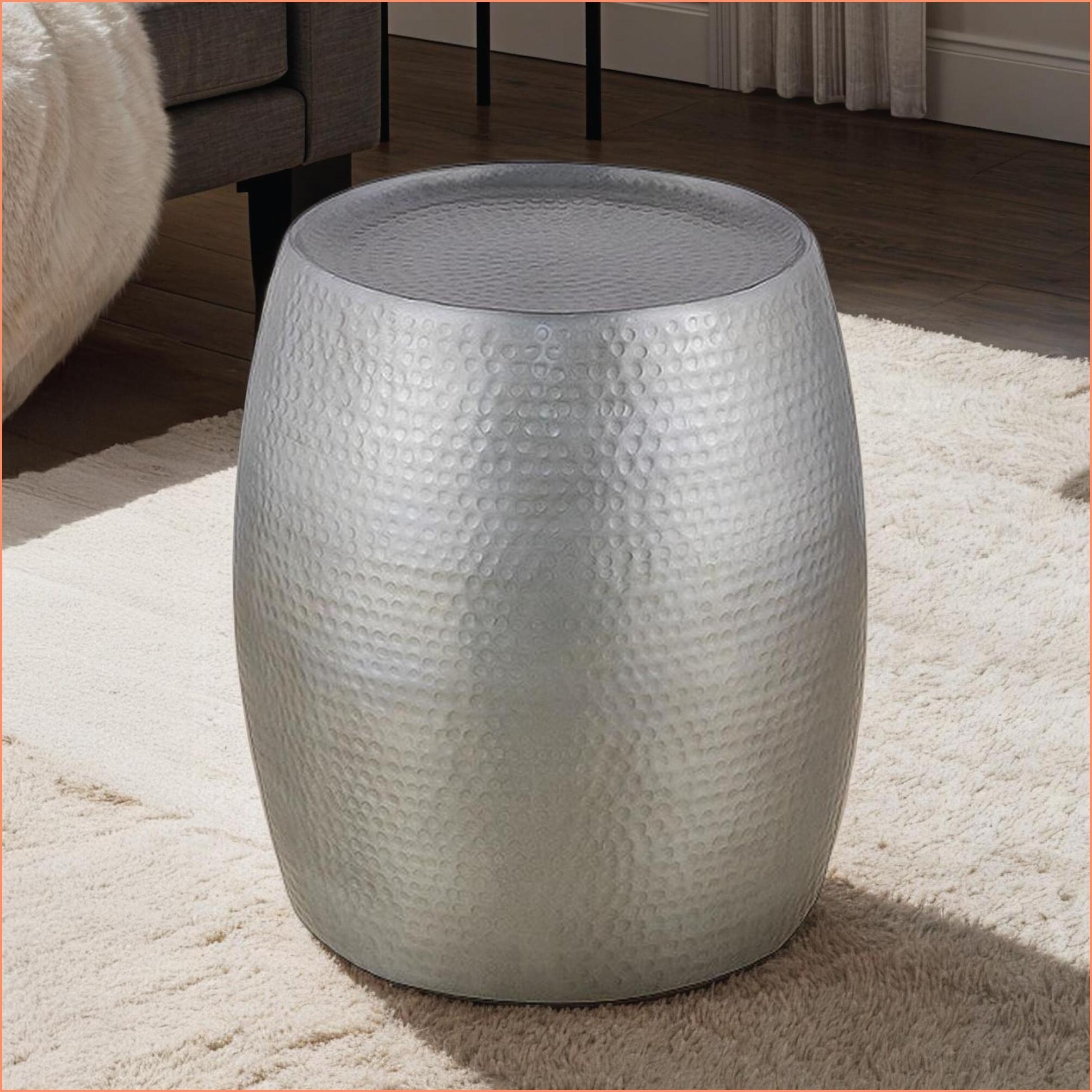 Watnature Antique Silver Hand Hammered Aluminum Coffee Table Compact ...