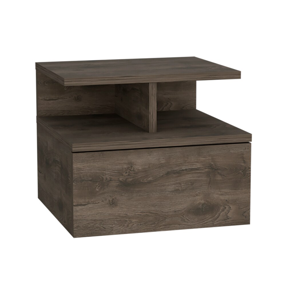 LUXEYARD Adele Floating Nightstand with Drawer and Open Storage Shelves ...
