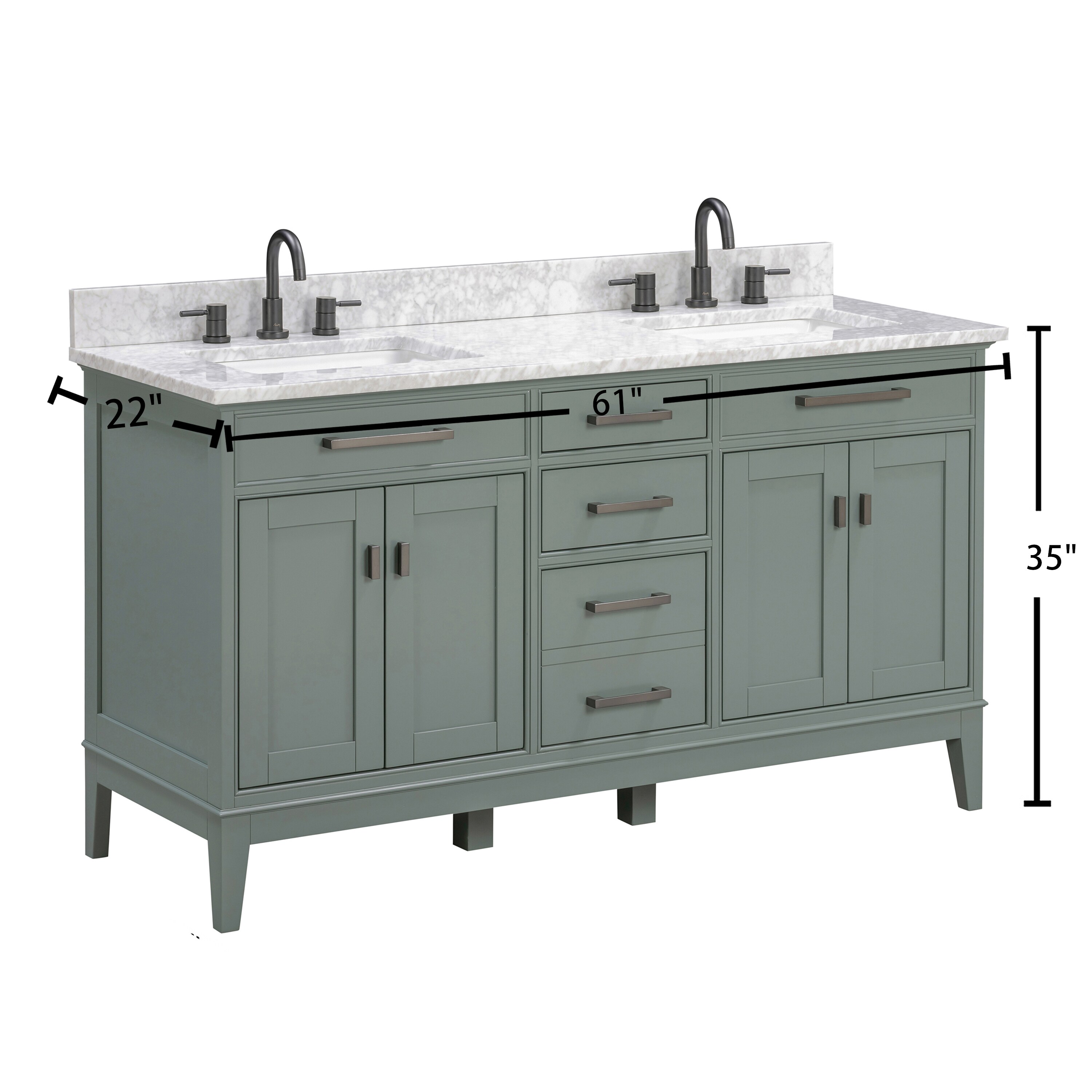 Avanity Madison 60-in Smoke Green Undermount Double Sink Bathroom ...