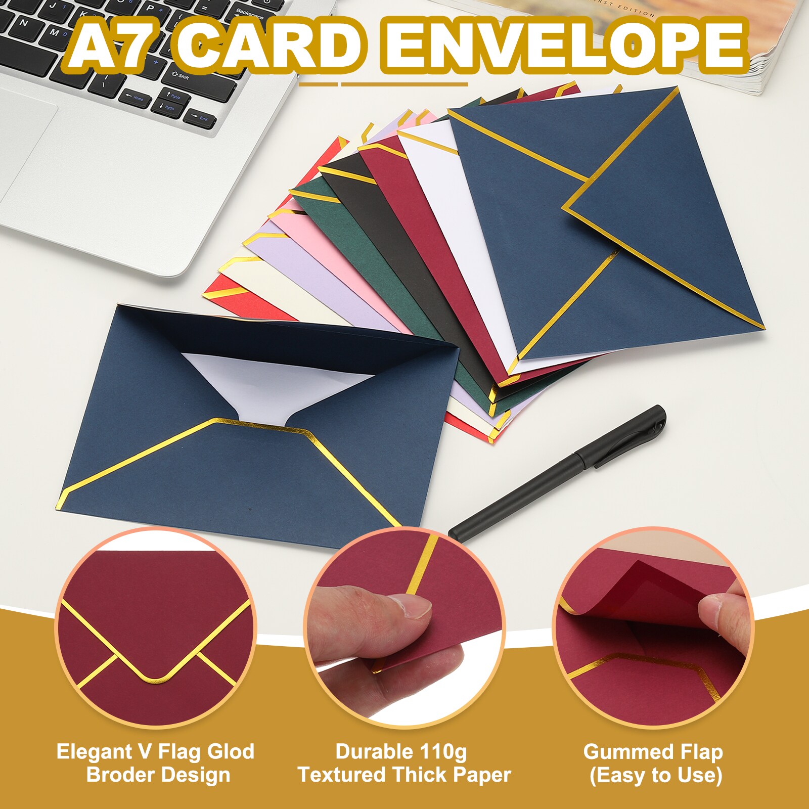 PATIKIL 30pcs A7 Envelopes 5x7 Inch Card V Flap Envelope Round Edge ...
