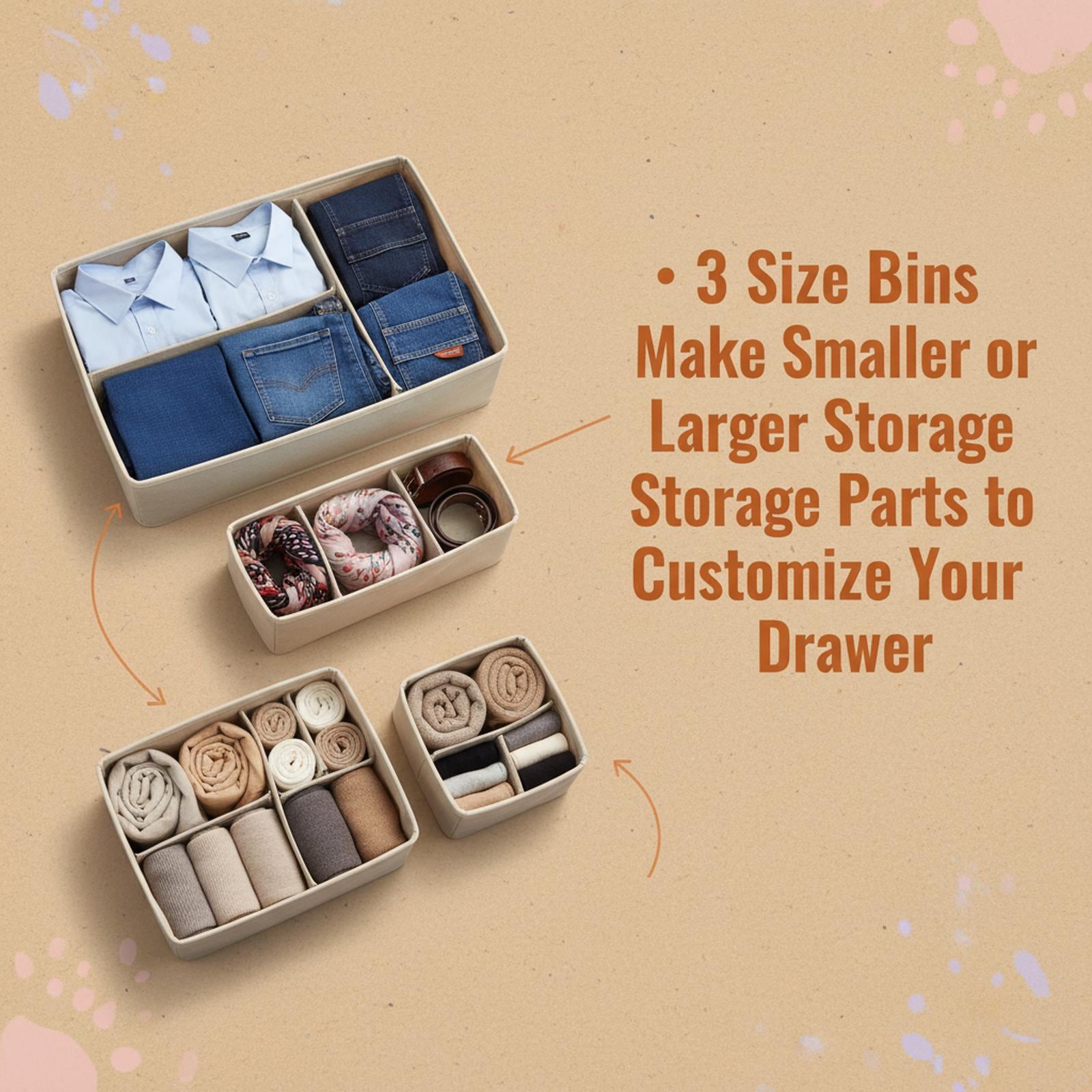 Baginizer 18 Pack Drawer Organizers Closet Storage Bins for Clothes ...