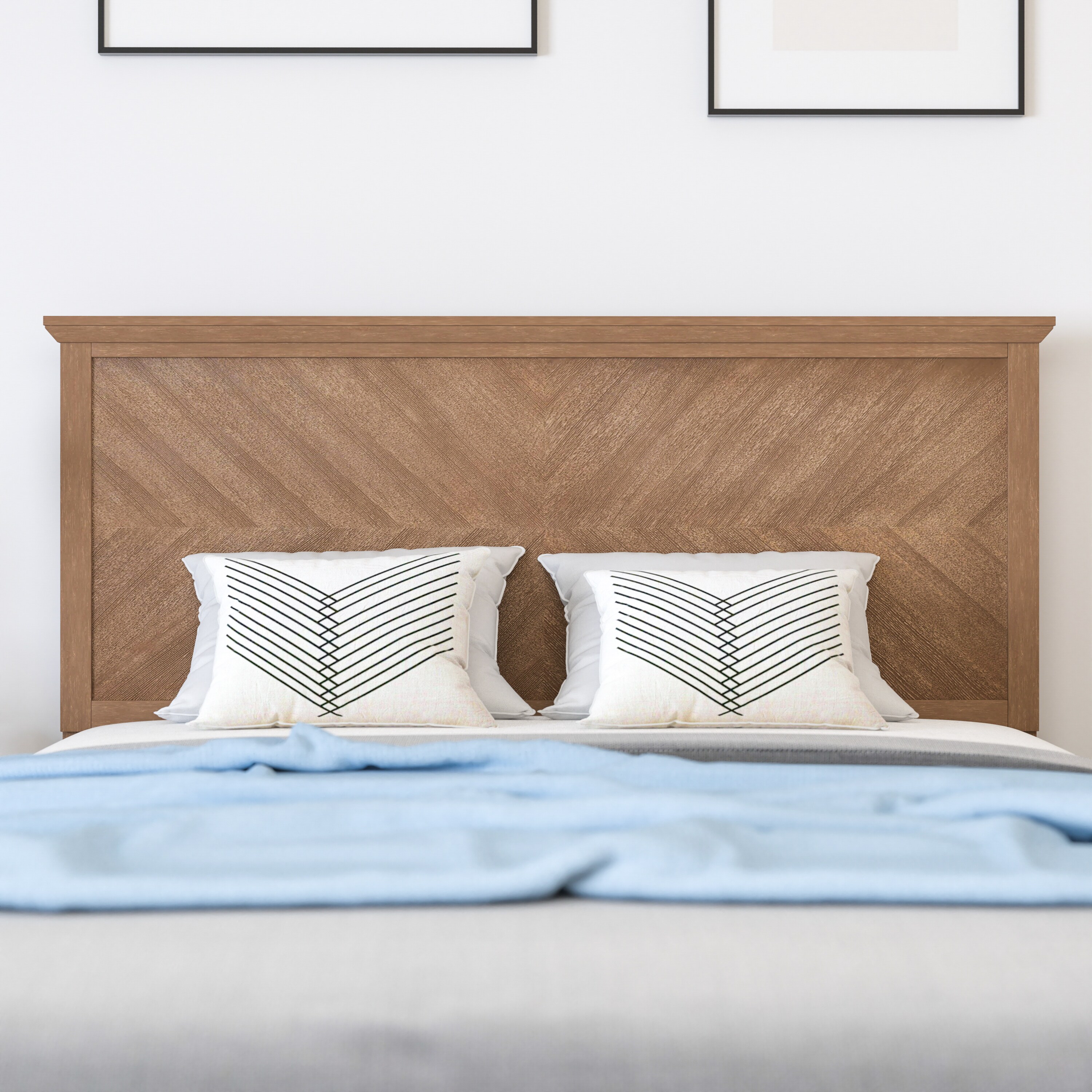 Merrick Lane Marta Queen Size Herringbone Wooden Adjustable Headboard ...