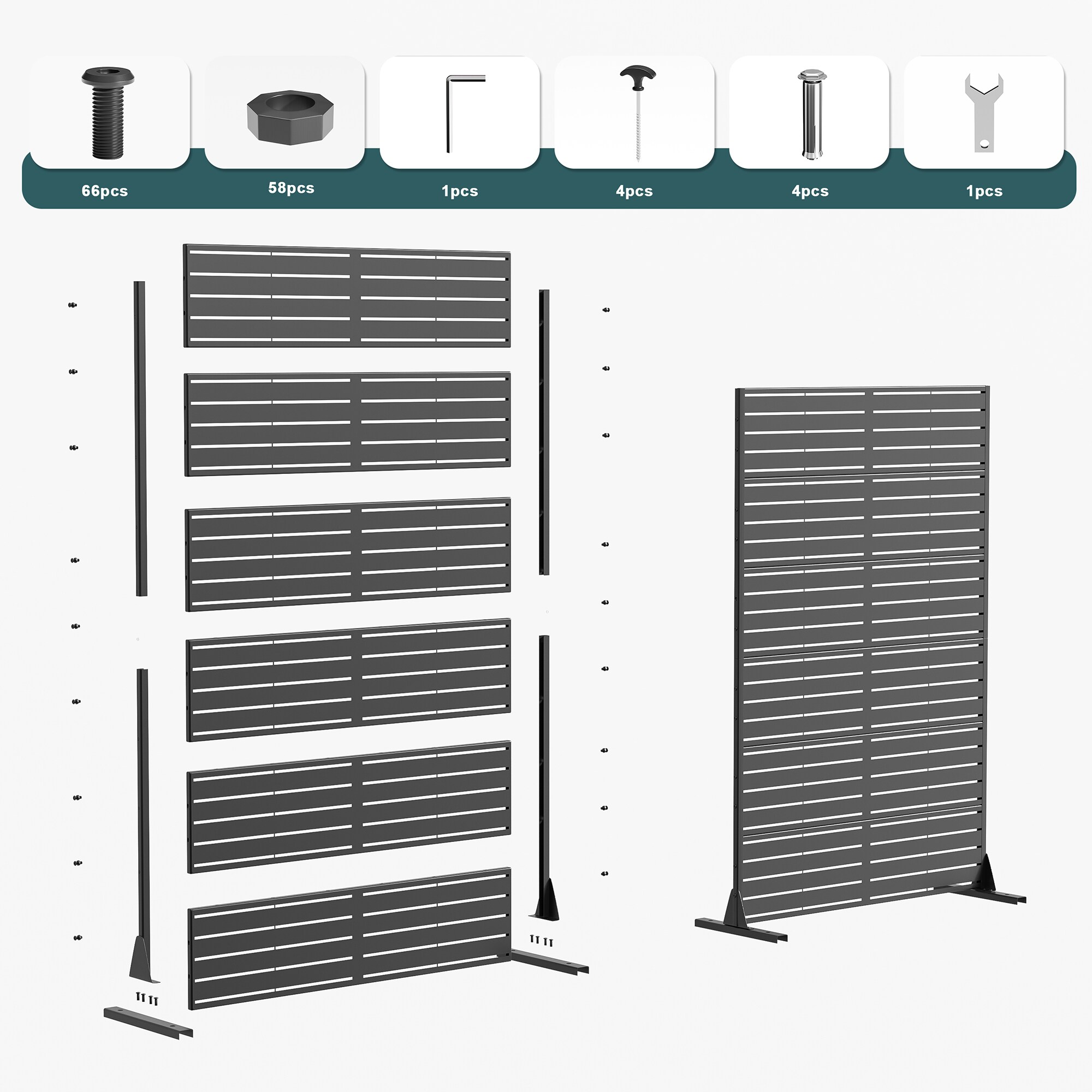 REIBII Modern 47 in. L x 16 in. W x 72 in. H Black Galvanized Steel Dig ...
