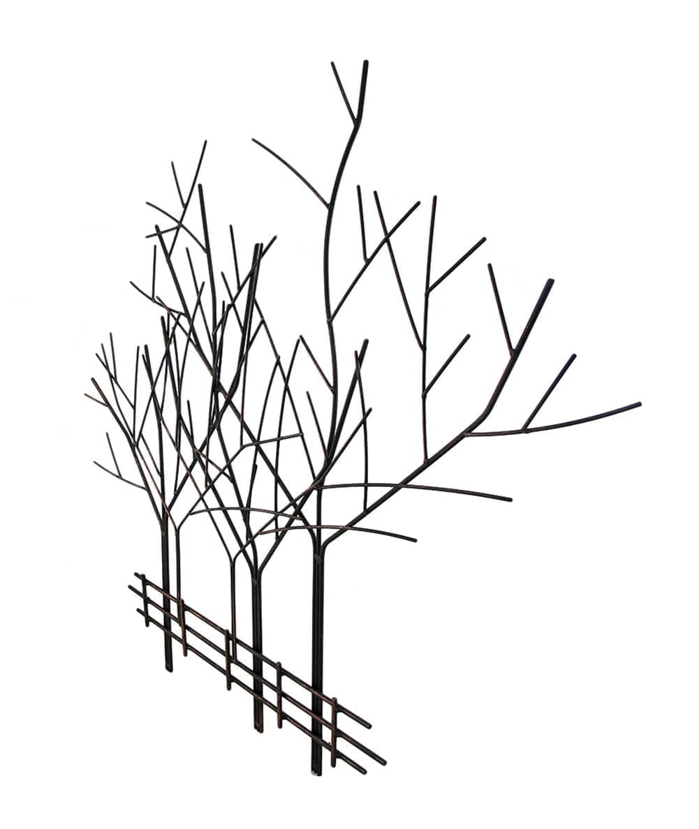 Zeckos Aged Copper Finished Wrought Iron Winter Tree Wall Sculpture in ...