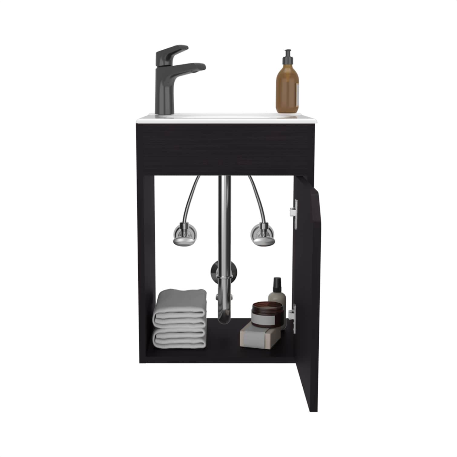 Naturefalls Matte black freestanding MDF bathroom vanity with resin ...