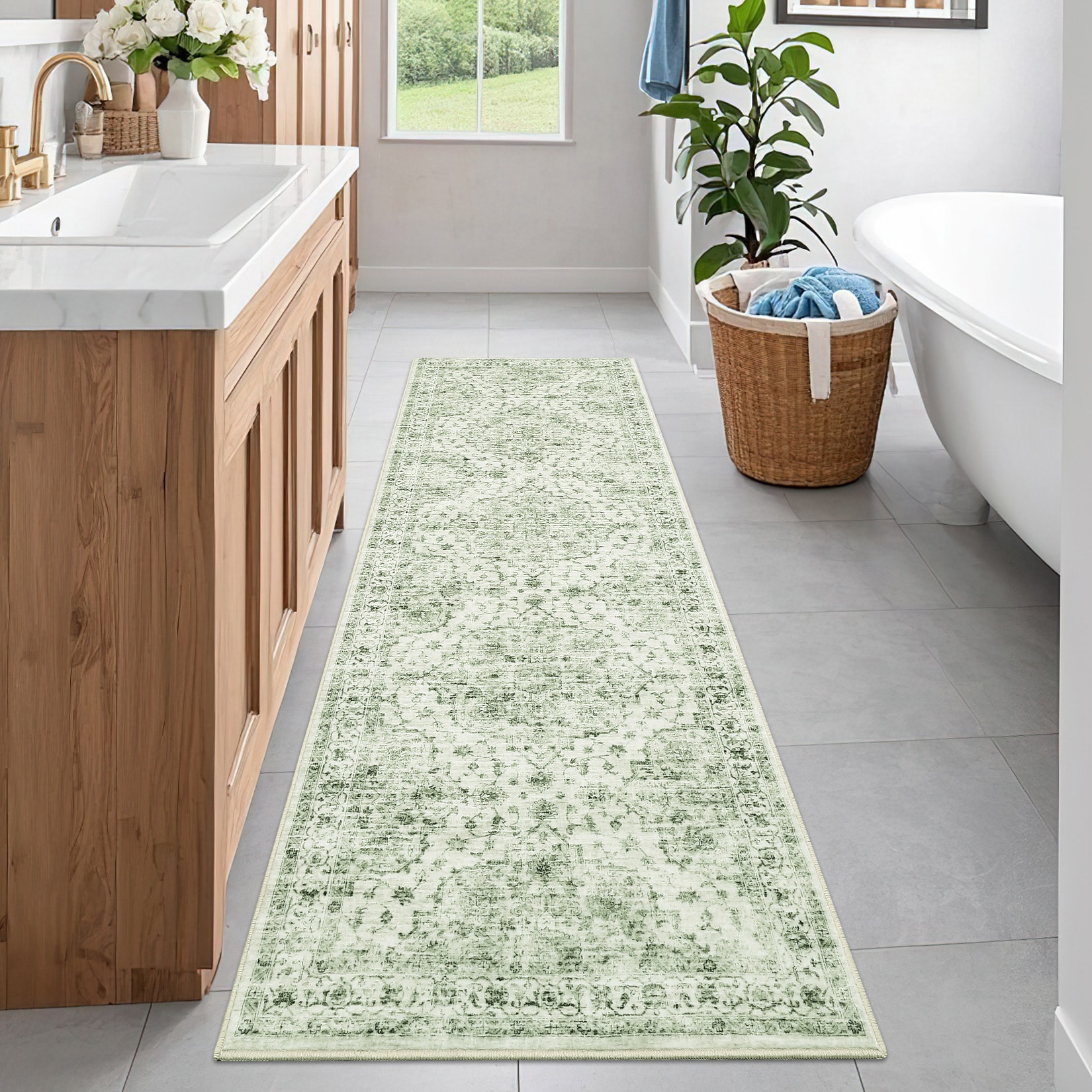 Qeetex 2 x 6 ft Green Entryway Hallyway Bedroom Laundry Boho Farmhouse ...