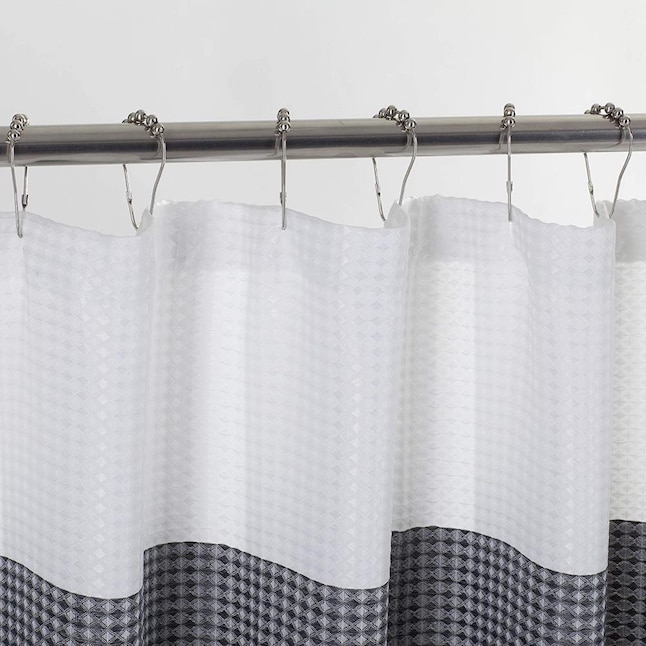 Dainty Home Ombre Waffle Shower Curtain 72 In L Black Striped Polyester