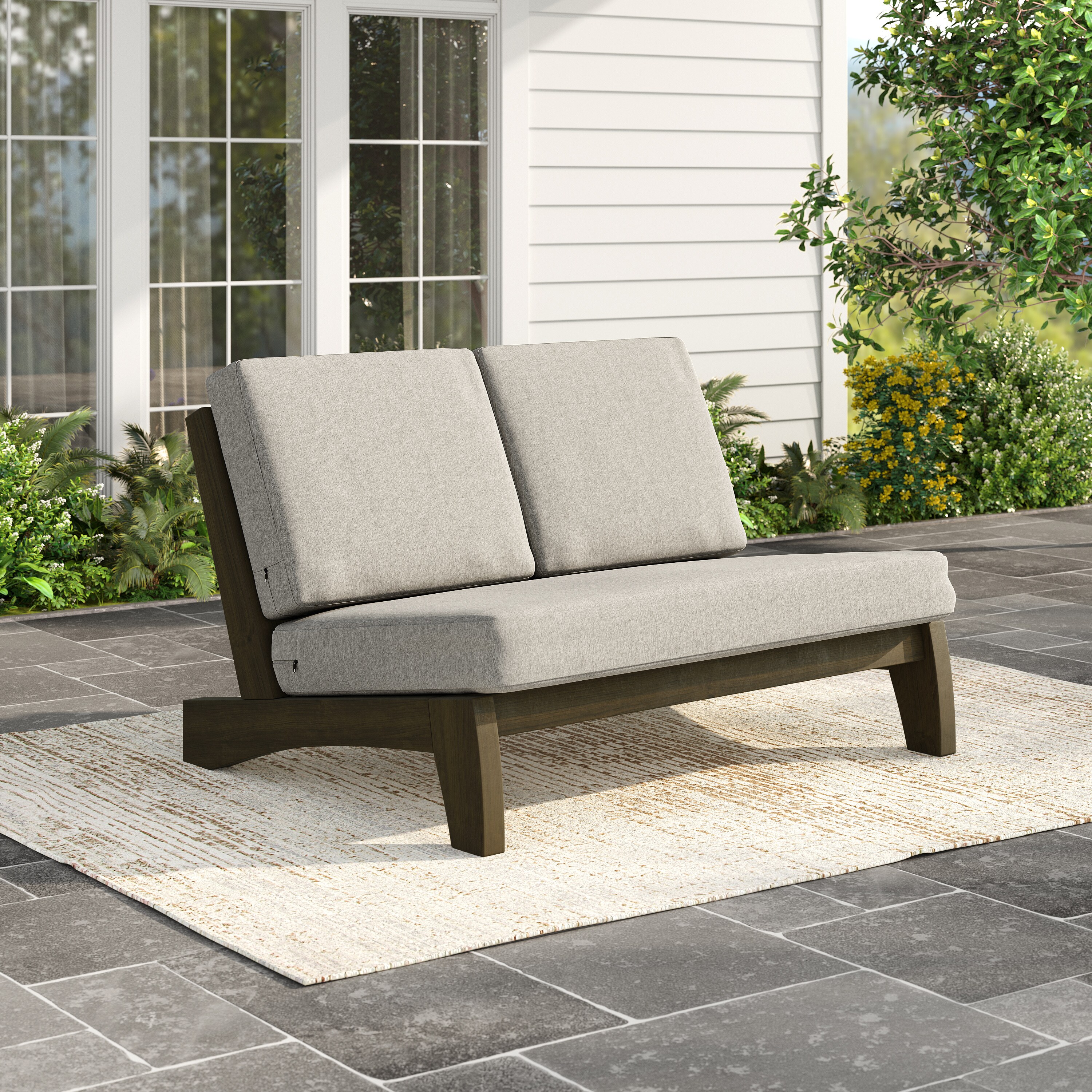 Dreamsidea Outdoor Loveseat 41.2In W Adirondack Solid Teak Patio Bench ...