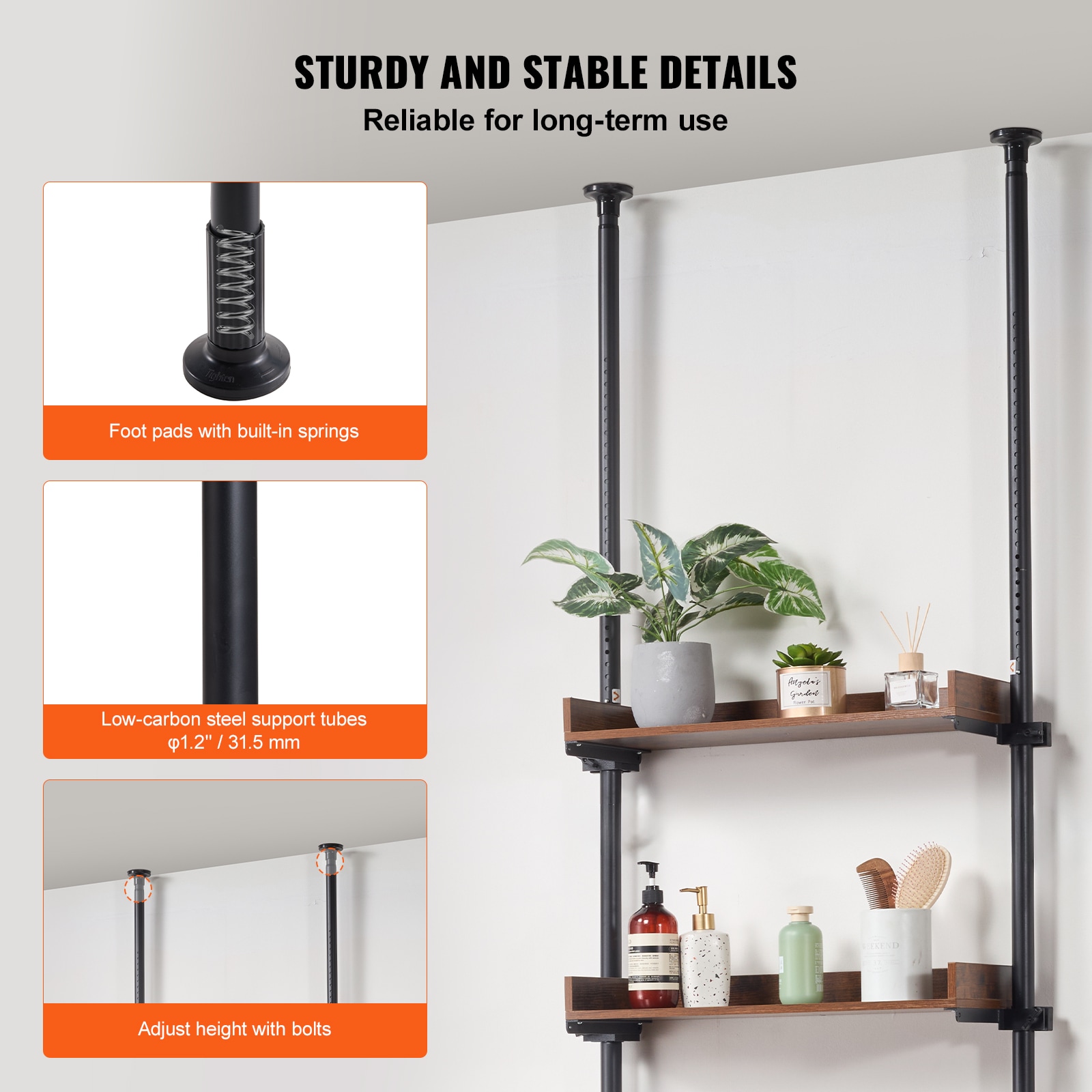 VEVOR Over the Toilet Storage 4-Tier Adjustable Over Toilet Bathroom ...