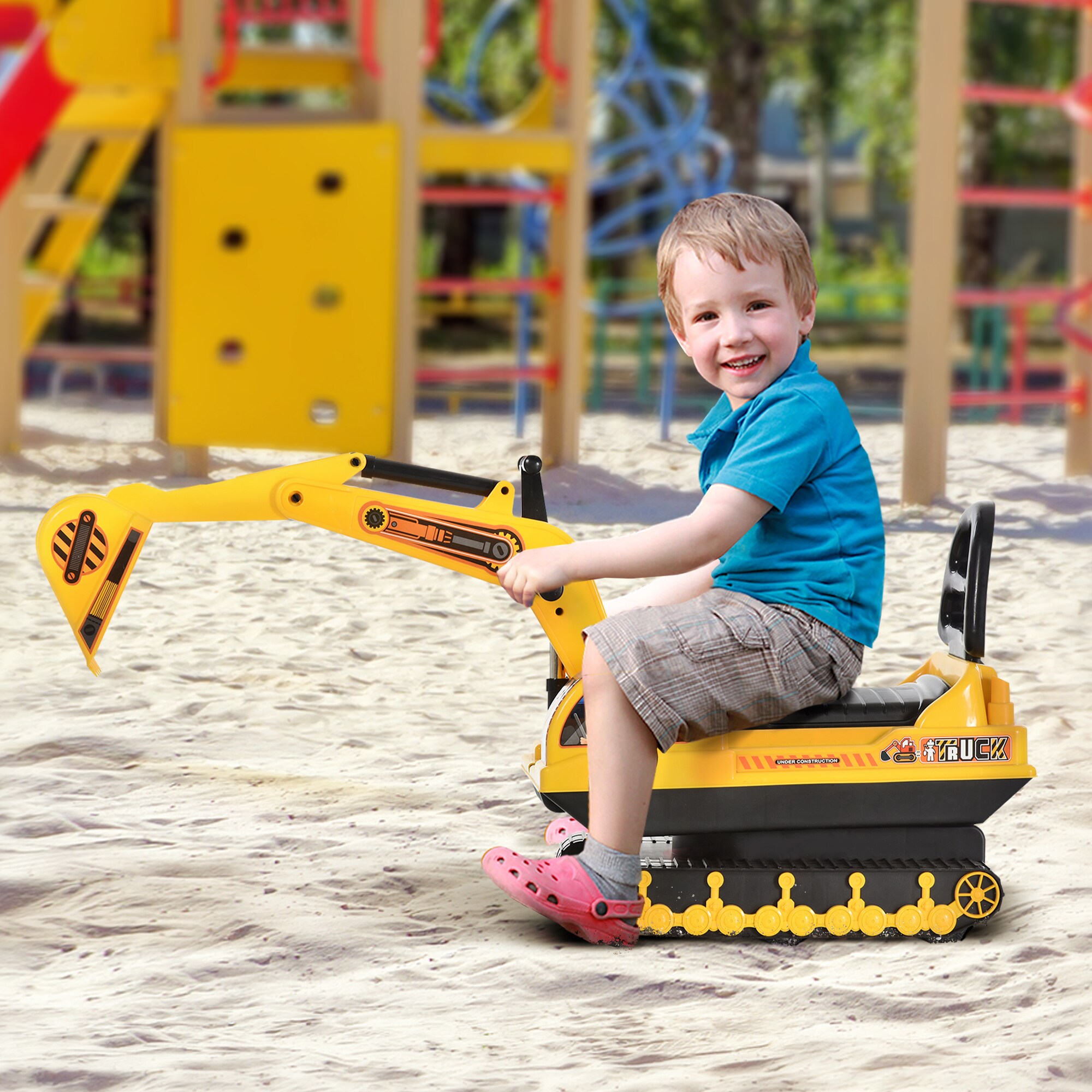 LOVMOR NO POWER Ride On Excavator Toy Tractors Digger Movable Scooter ...