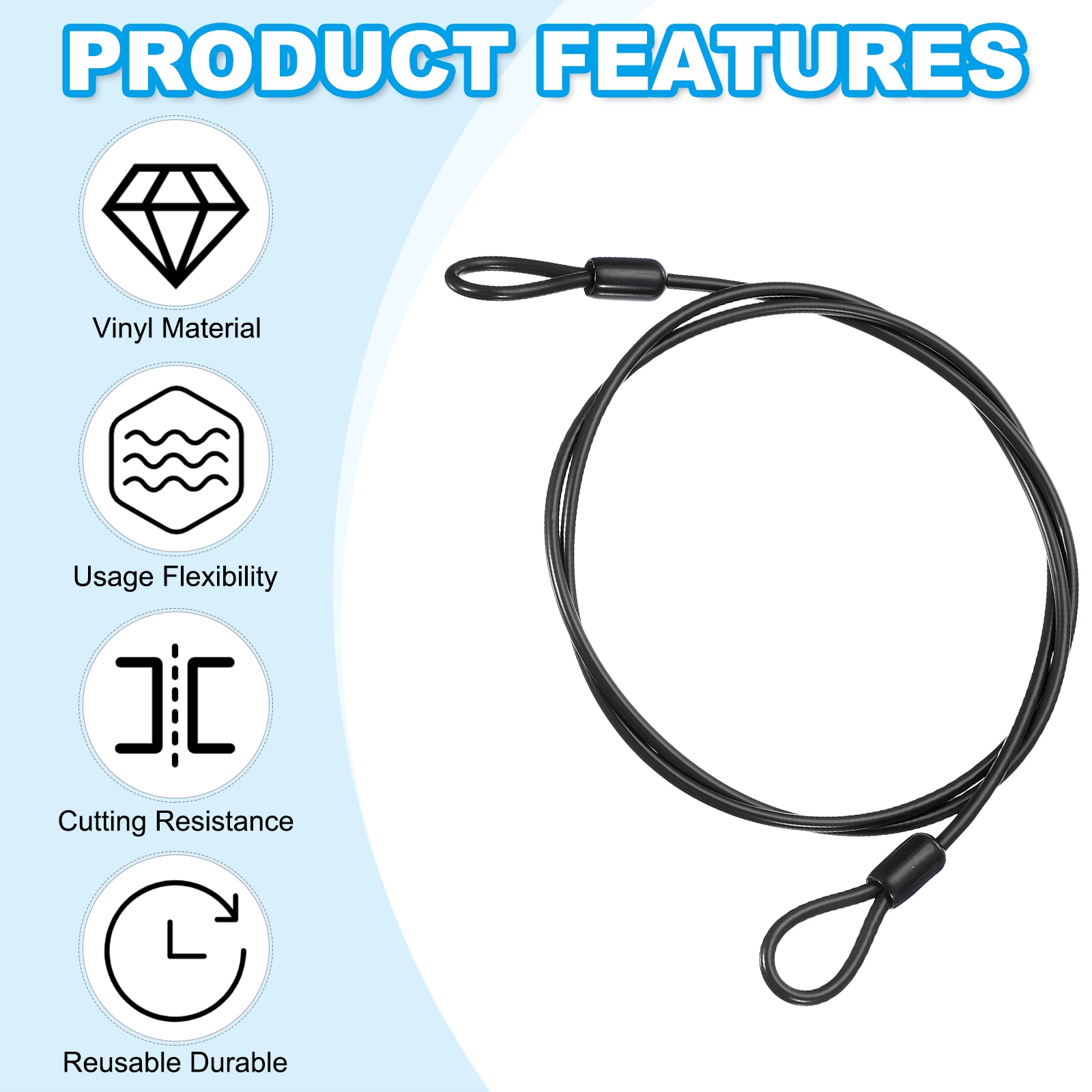 PATIKIL 3/16Inch Dia Vinyl Coated Stainless Steel Cable with Loops 4ft ...