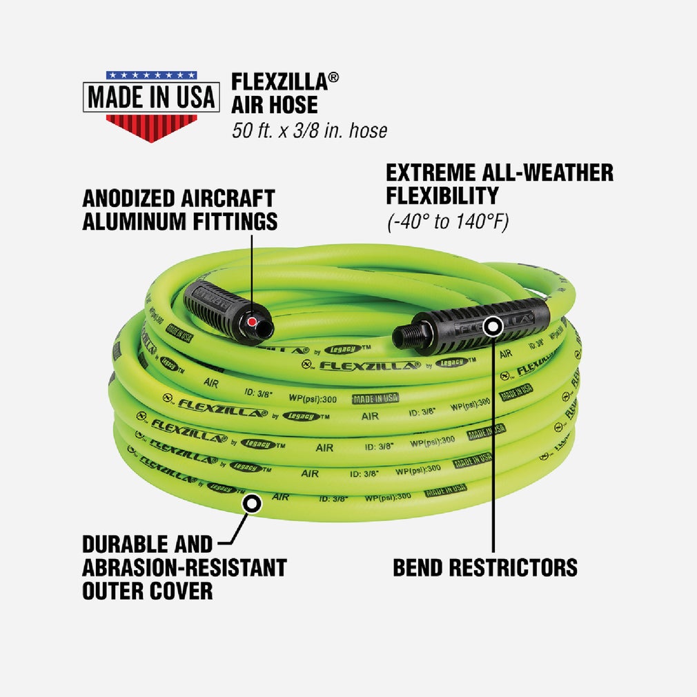Flexzilla 10 Pack 3/8 x 50 Air Hose Assembly with Durable 1/4 Male NPT ...