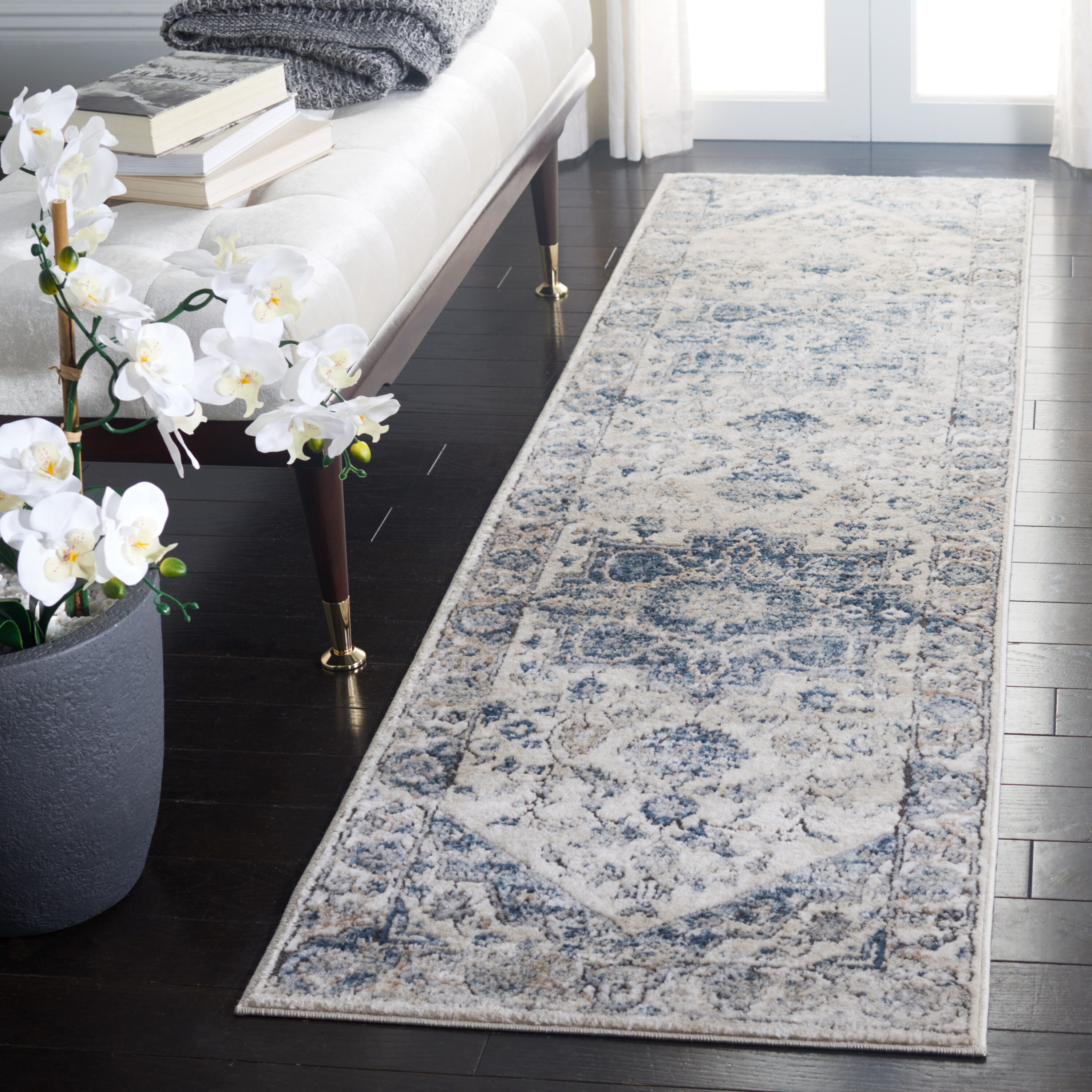 Safavieh Oregon 868A Ivory Blue 2 x 6 Rectangular Runner rug in the ...