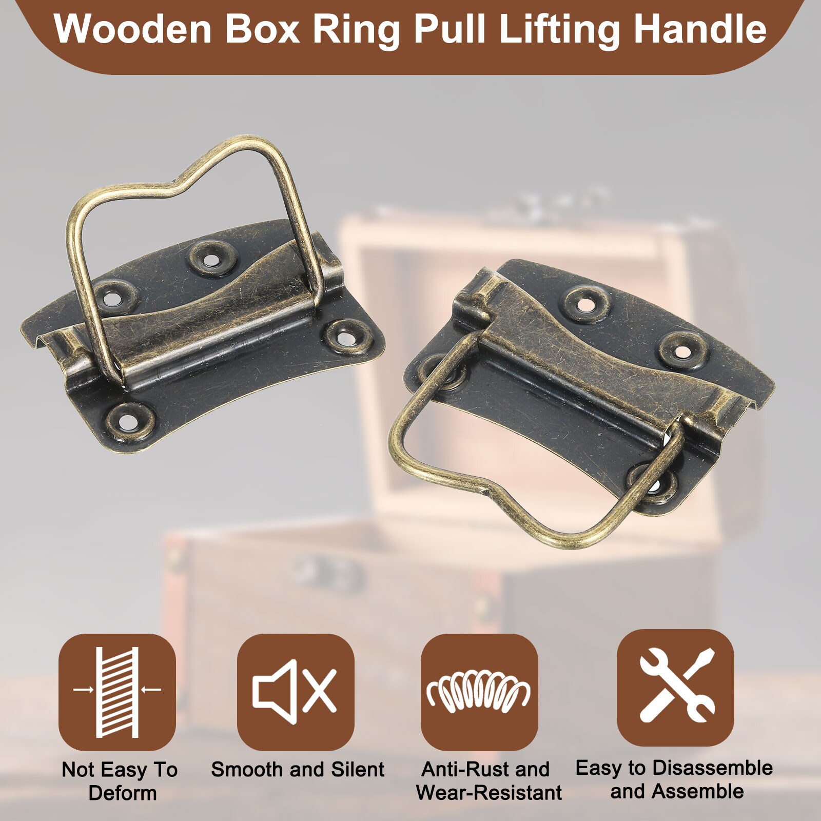 Unique Bargains 4pcs Chest Handles 53 x 37mm Side Ring Pull Lifting ...