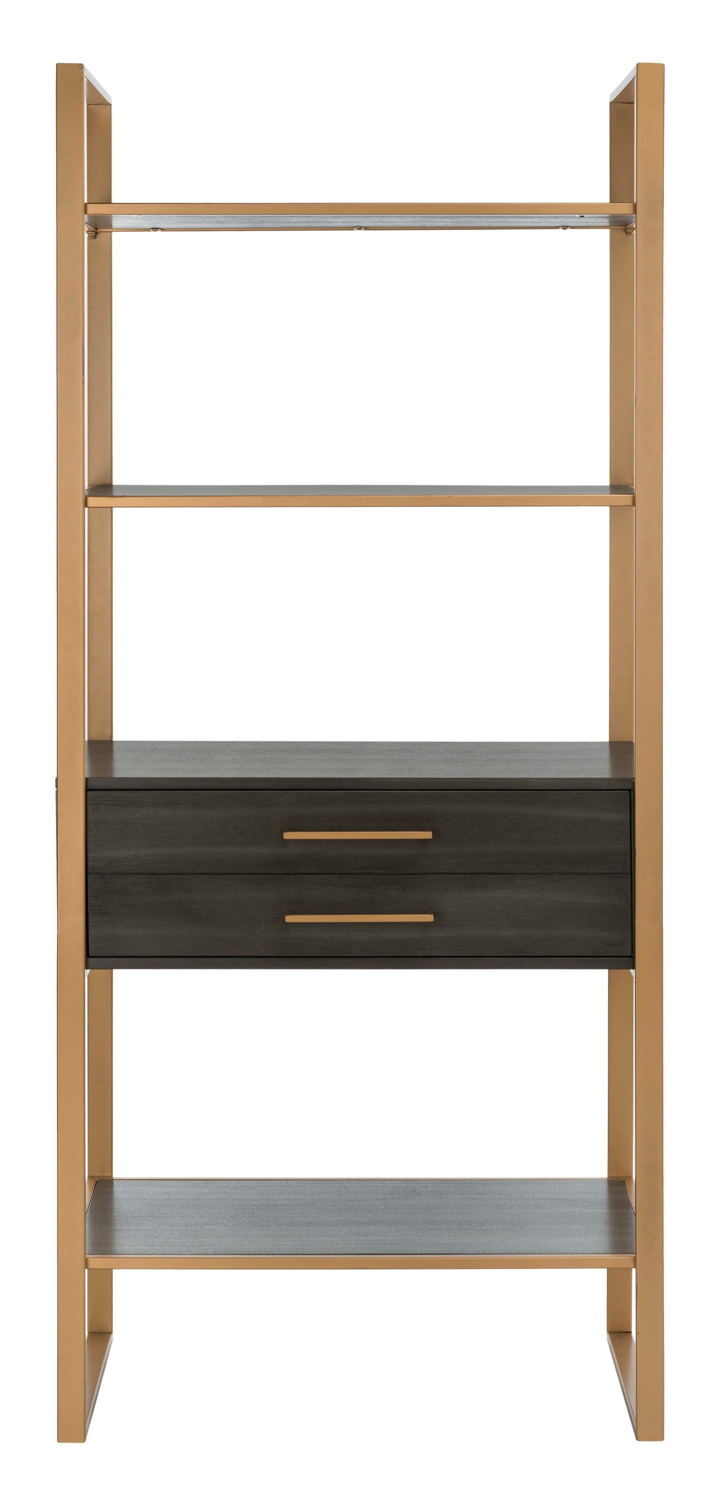 Safavieh Skylar Gold Gray Oak Metal 4 Shelf Bookcase 32 in W x 72 in H x 18 in D in the Bookcases department at Lowes