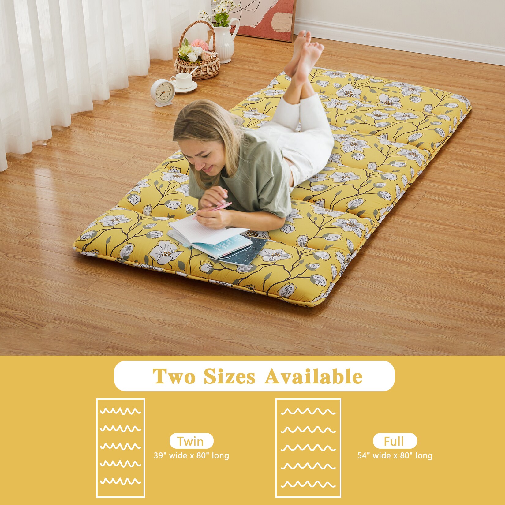 Garvee Floral Pattern Japanese Futon Mattress for Adults Twin Size ...