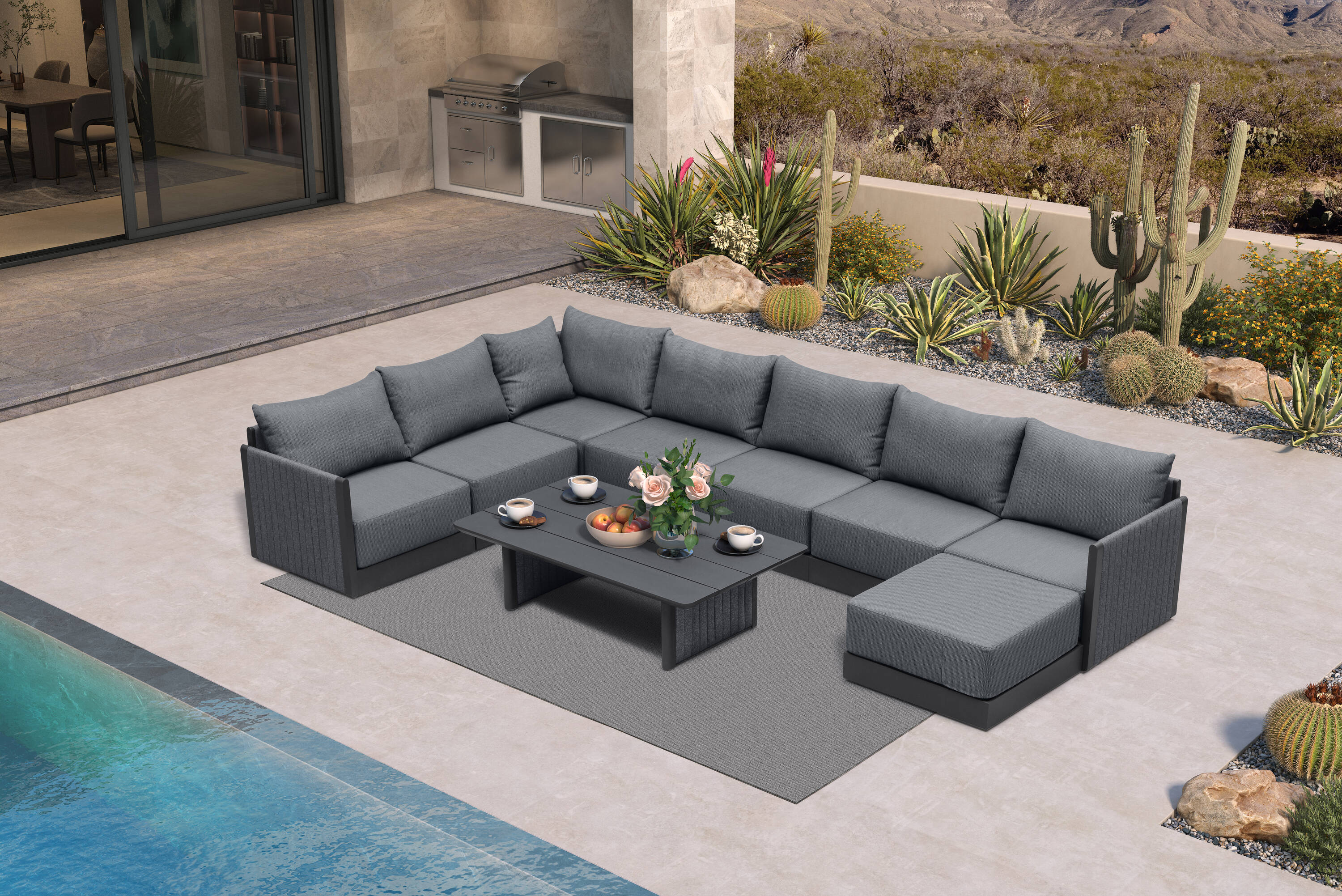 PURPLE LEAF Patio Conversation Sets 9 -Piece Woven 4 Patio Sofa ...