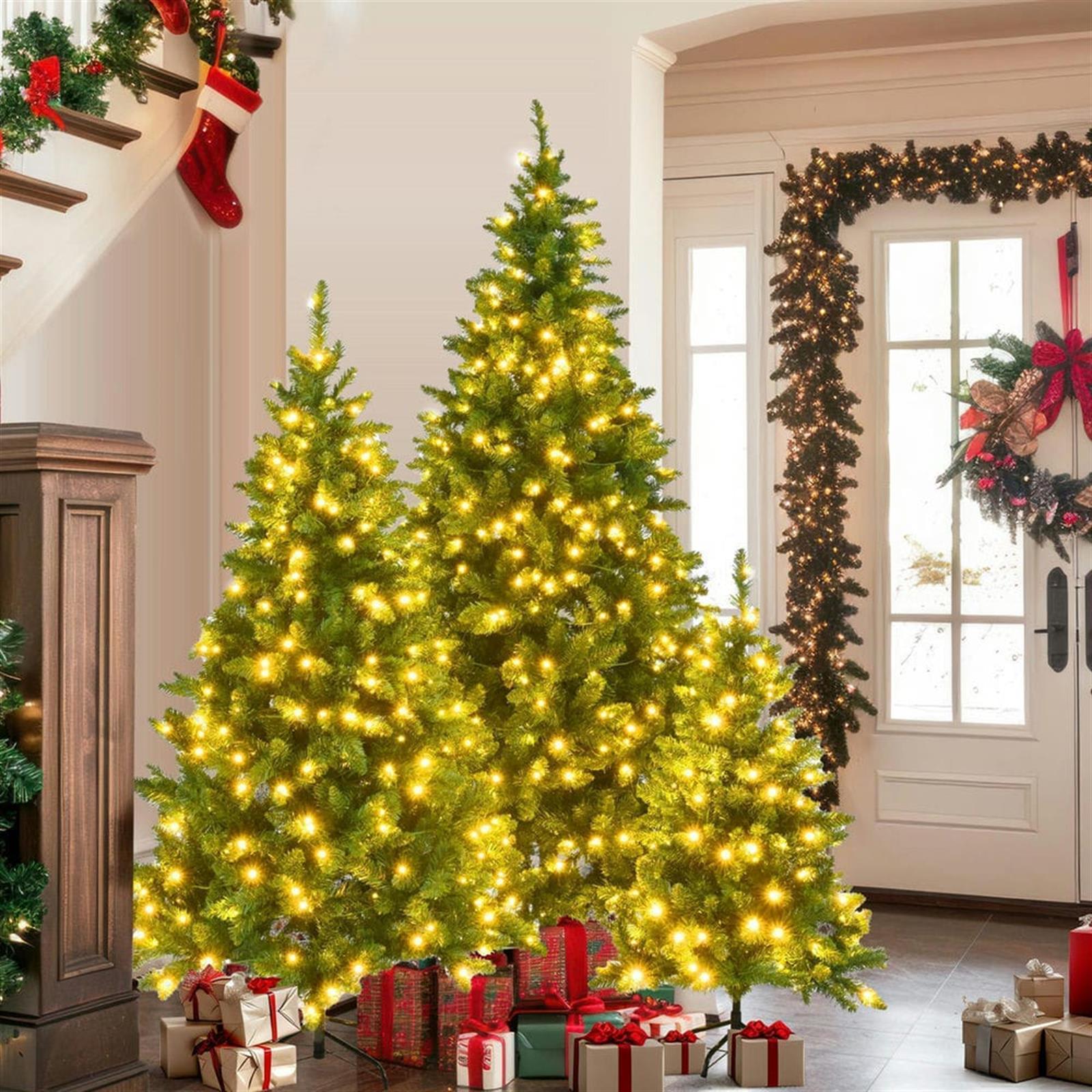 Choco Moon 3 Piece Pre Lit Christmas Tree Set Includes 8ft 6ft and 4ft ...