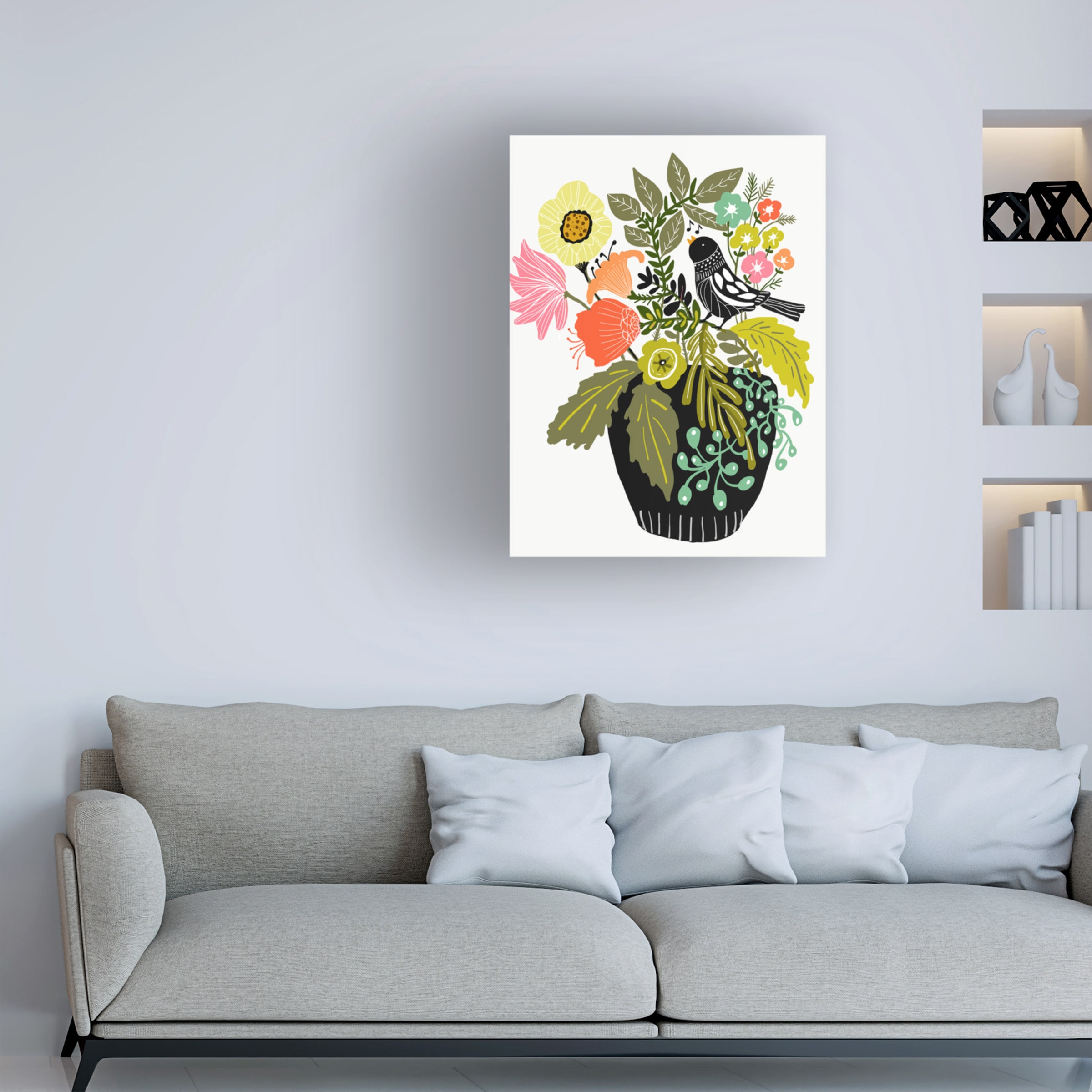 Trademark Fine Art Karen Fields Singing Bird Canvas Art in the Wall Art ...