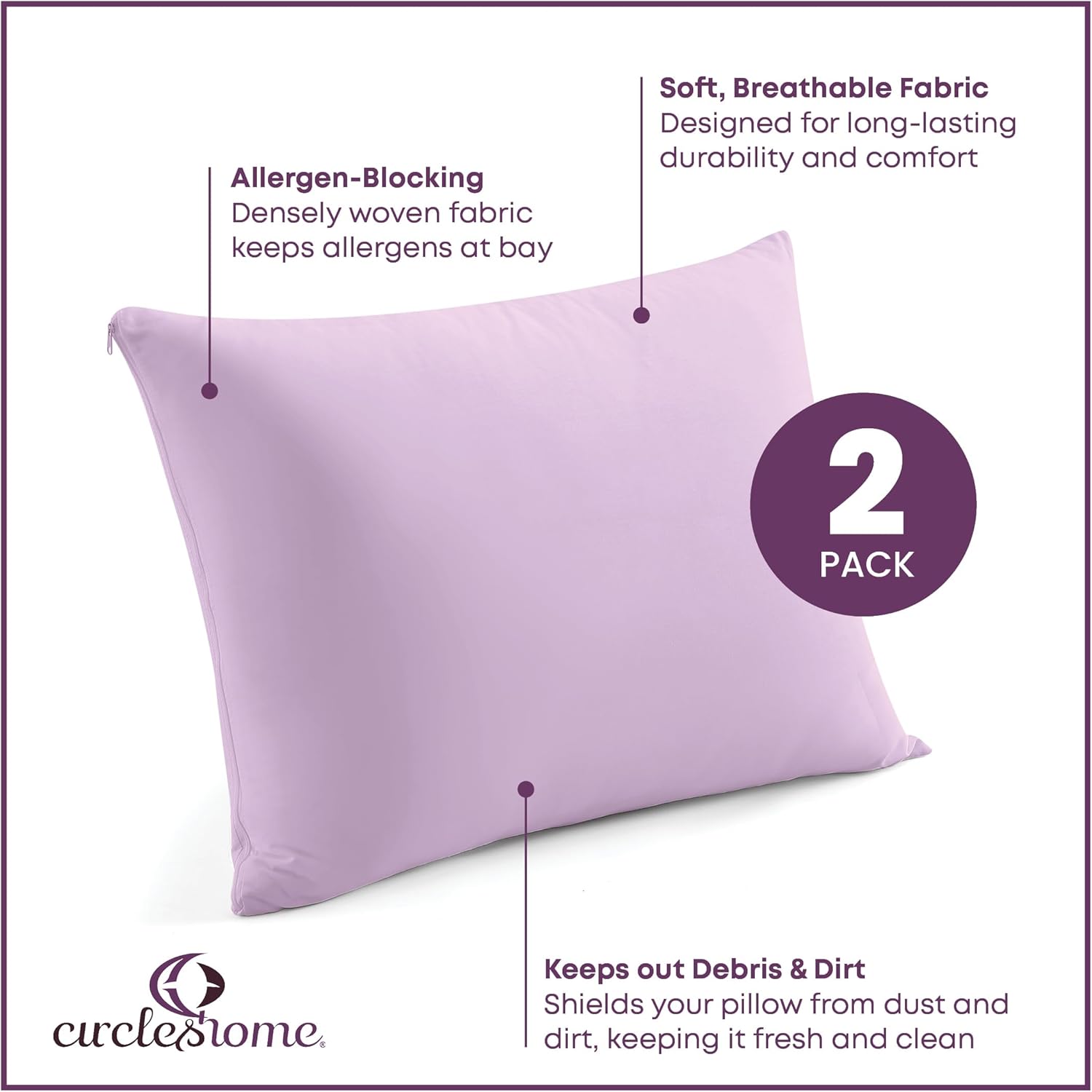 Circles Home Cotton Pillow Protector With Zipper 2 Pack in the Pillow ...