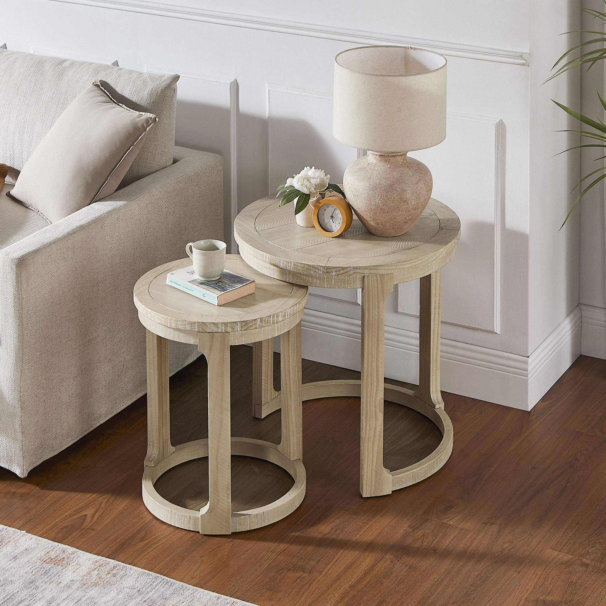 LUXEYARD Large Curved 2 Tier Traditional Round Circle Wooden Center ...