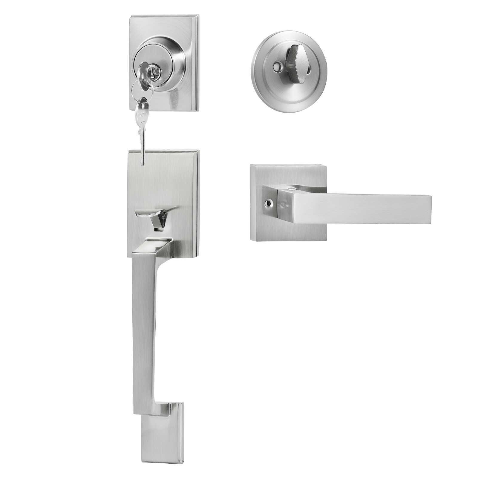 VEVOR Entry Door Handle Deadbolt Set White Single Deadbolt Interior/Exterior Keyed Entry Door ...