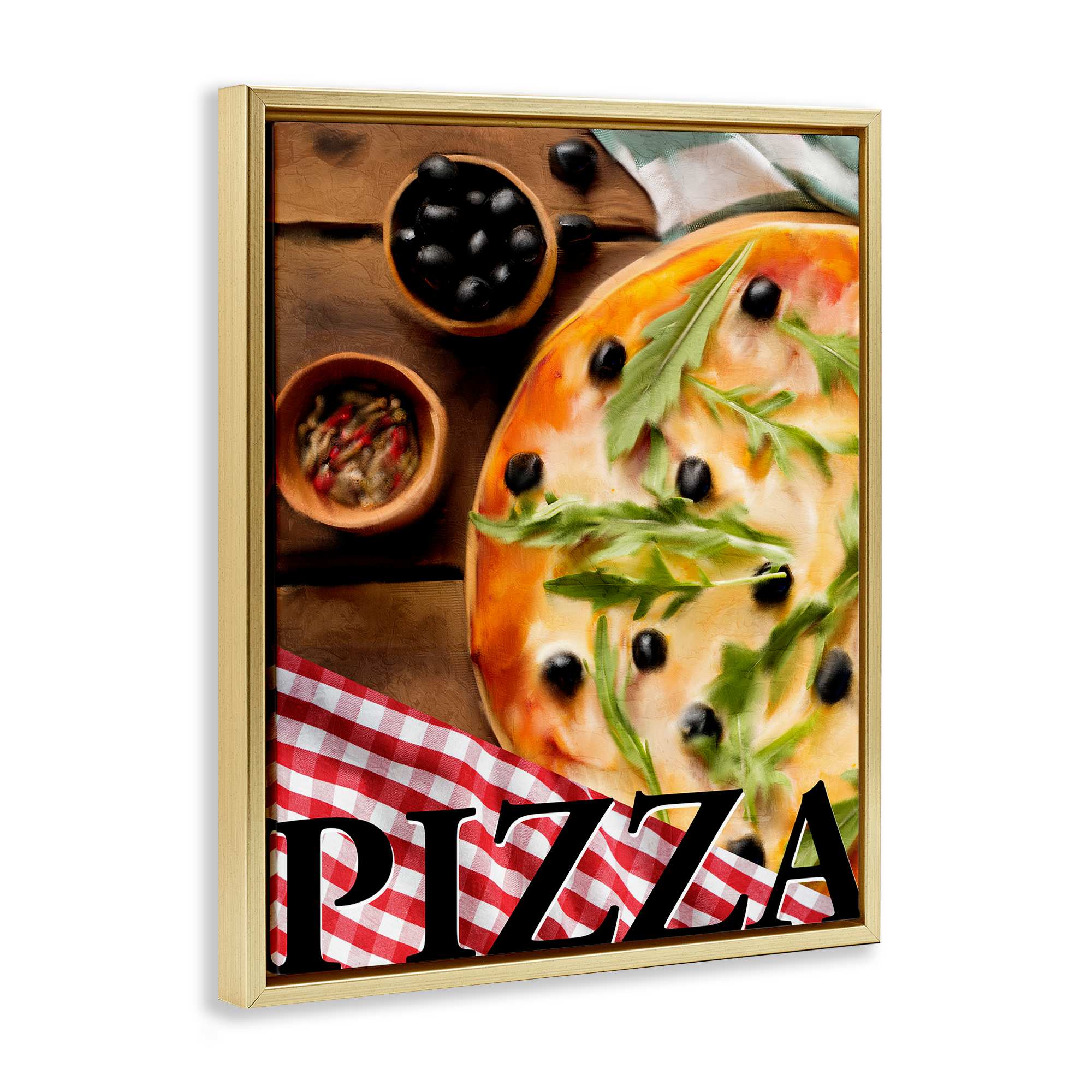 Stupell Industries Flavorful Traditional Pizza Gold Framed Floater ...