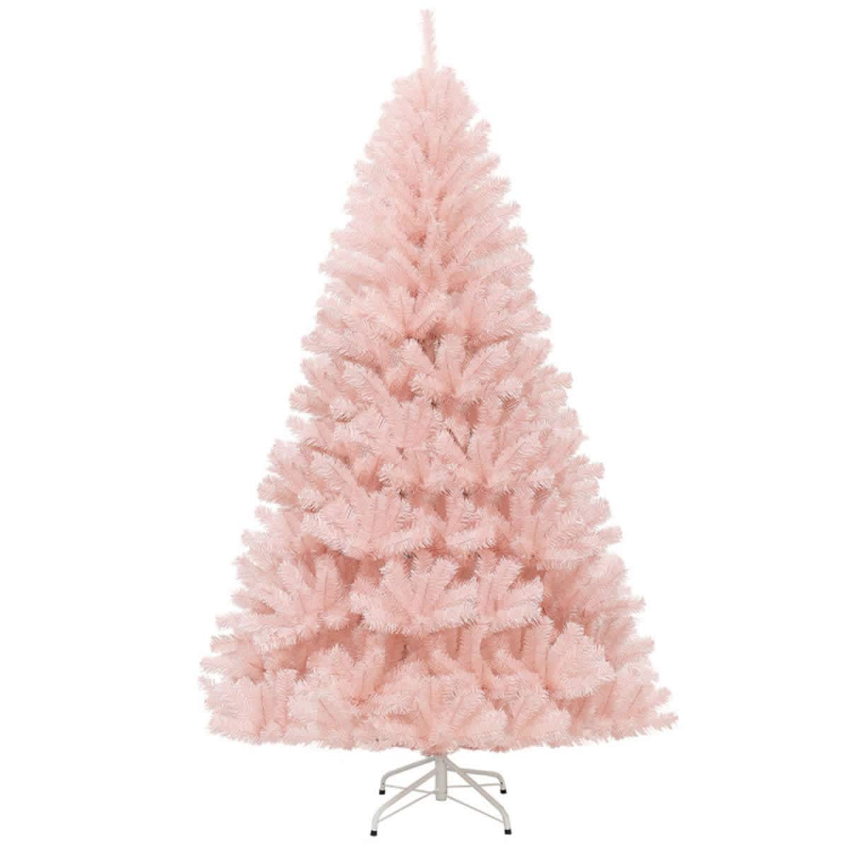 VERYKE 7ft Pink Artificial Christmas Tree Hinged Full Fir Tree with ...