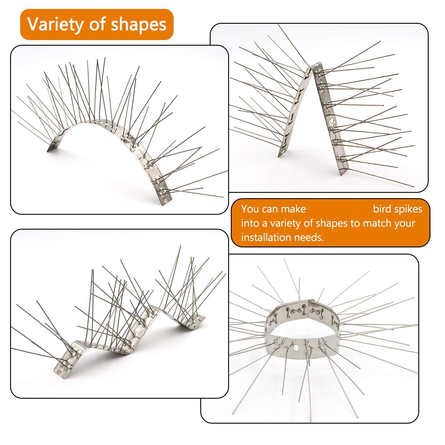 Misopily 304 Stainless Steel Bird Spikes 28 Pack Covers 30 Feet 13 Inch ...