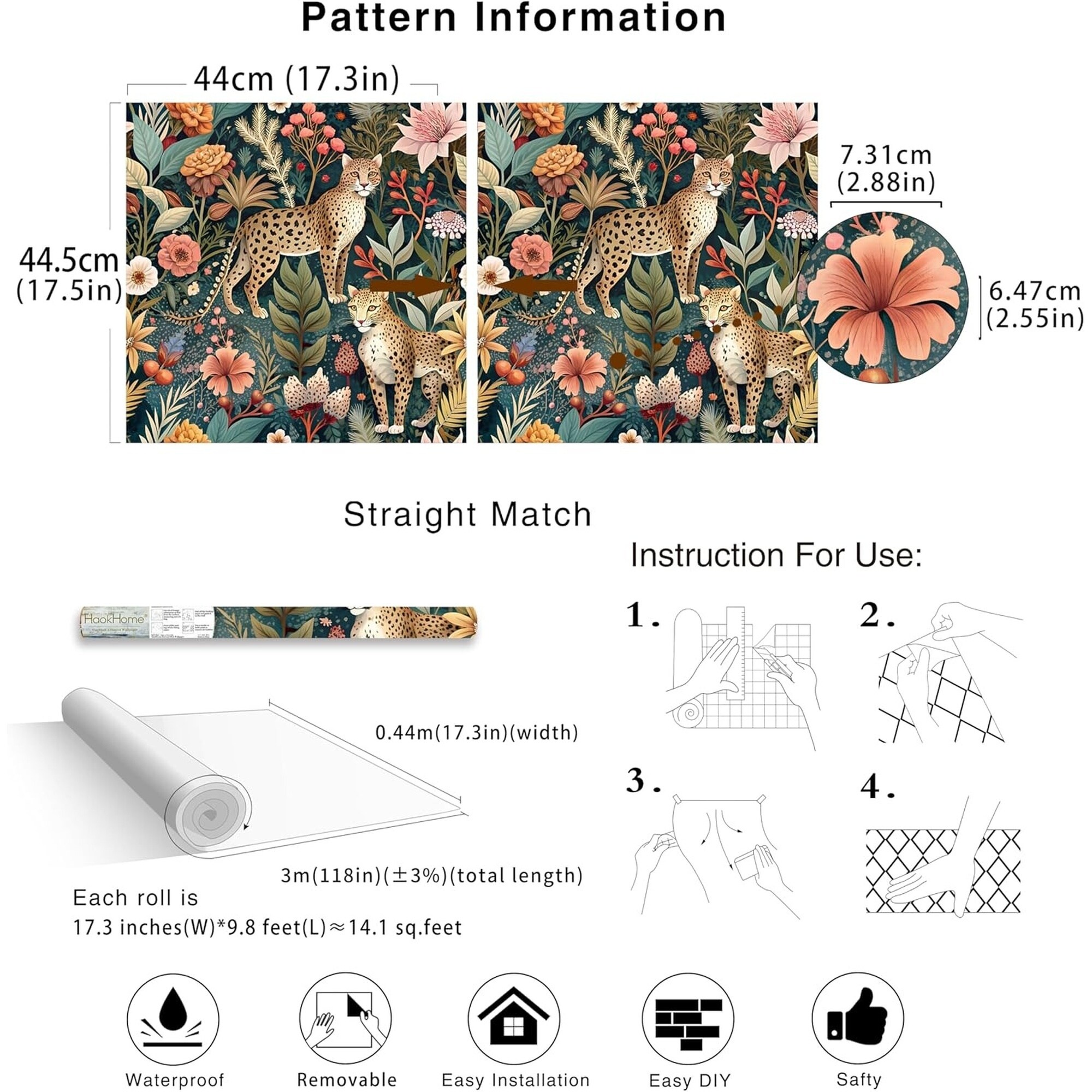 OGETFUUR 14.04-sq ft Peel and Stick Wallpaper with Forest Pattern ...