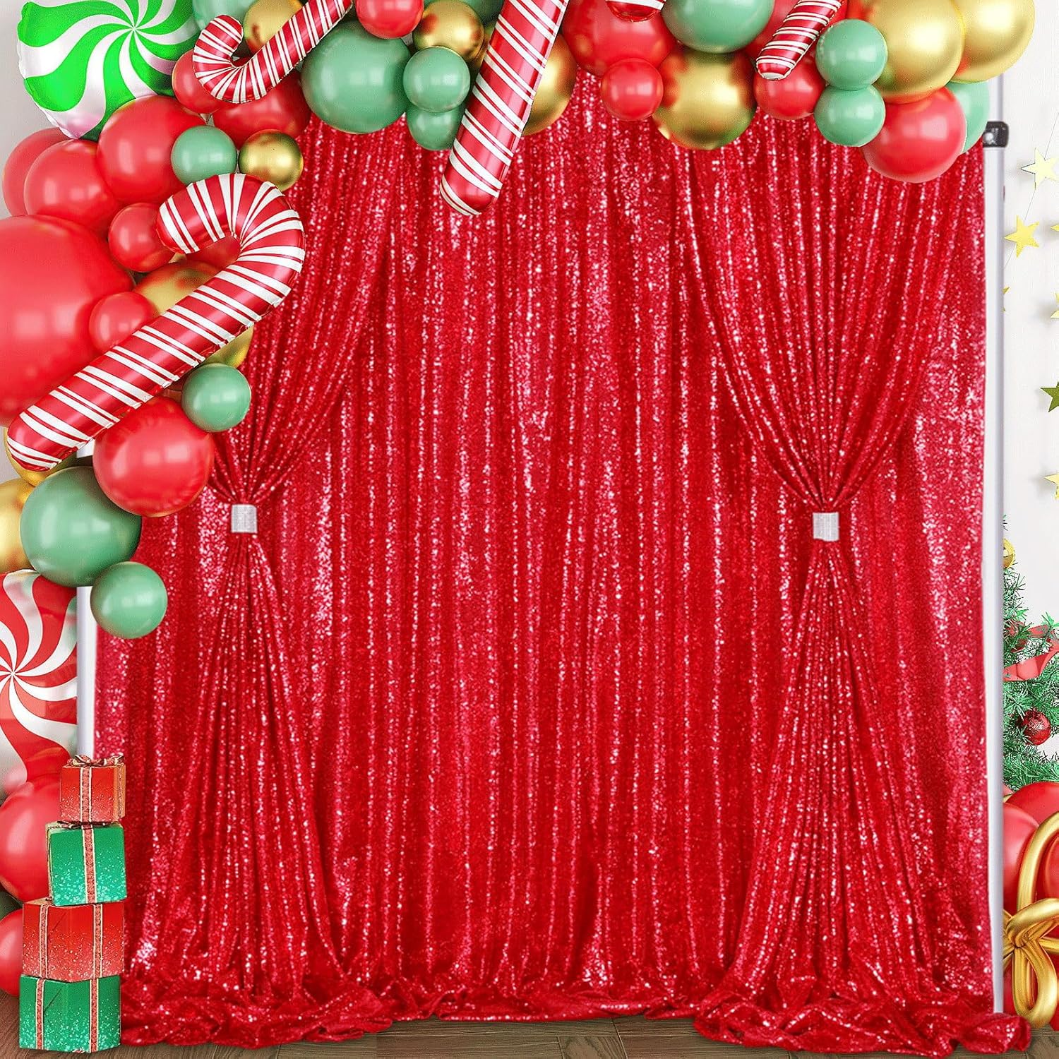 B-Cool Red Sequin Backdrop Curtain Photography: Christmas Backdrops 2 ...