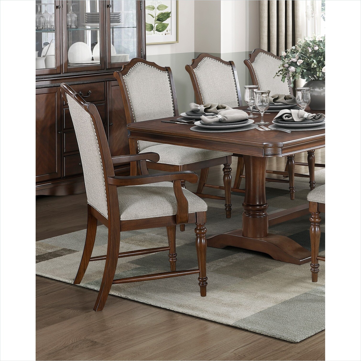 Naturefalls Set of 2 Traditional Armchairs for Dining Room Cherry ...