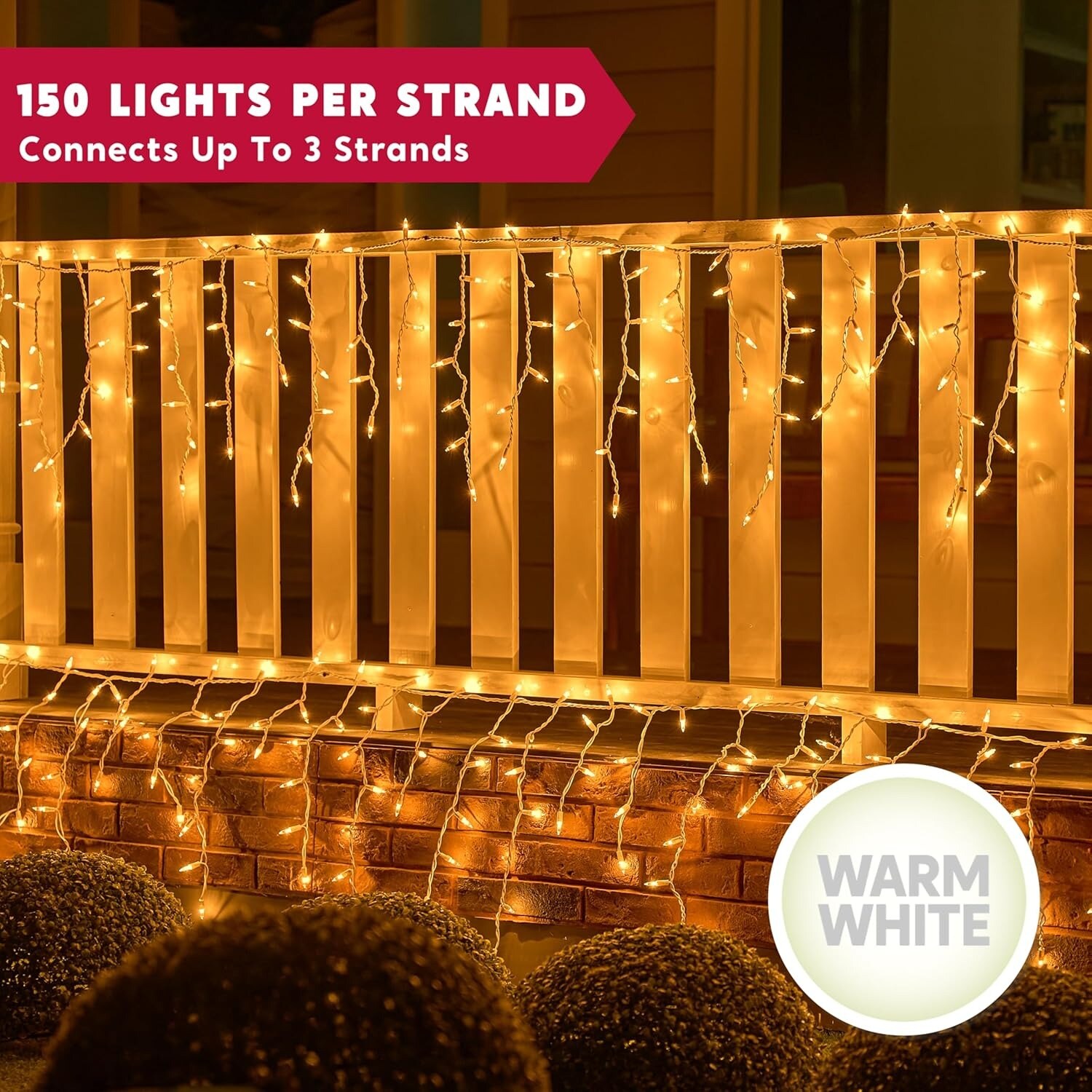 Joyfy 150 -Count Multi-function White LED Plug-In Christmas Icicle ...