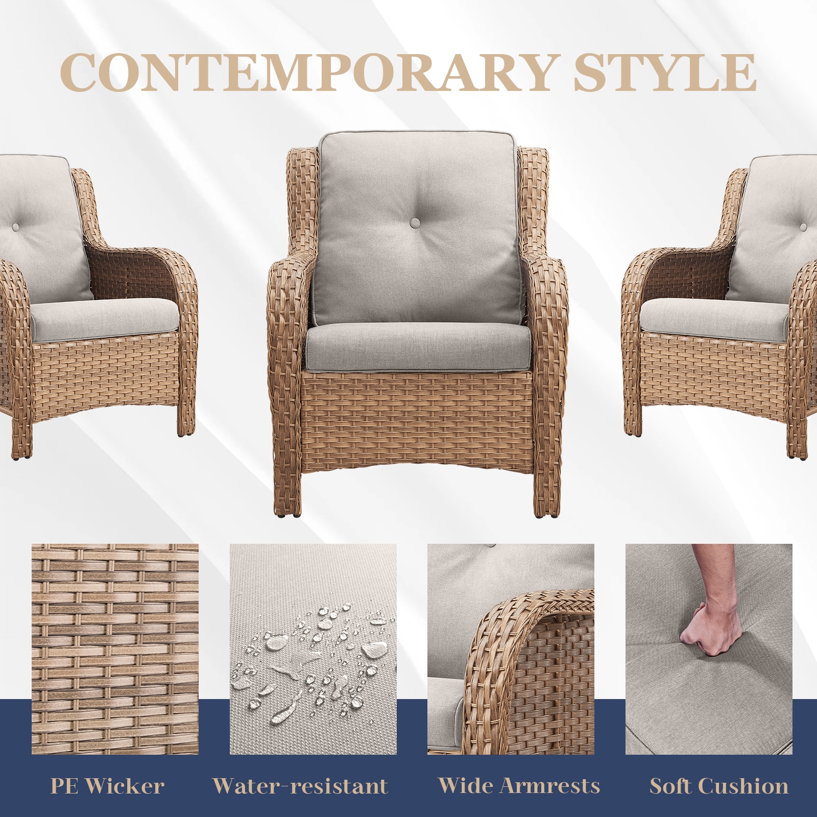 Pocassy Set of 2 Woven Black Metal Frame Swivel glider Conversation ...