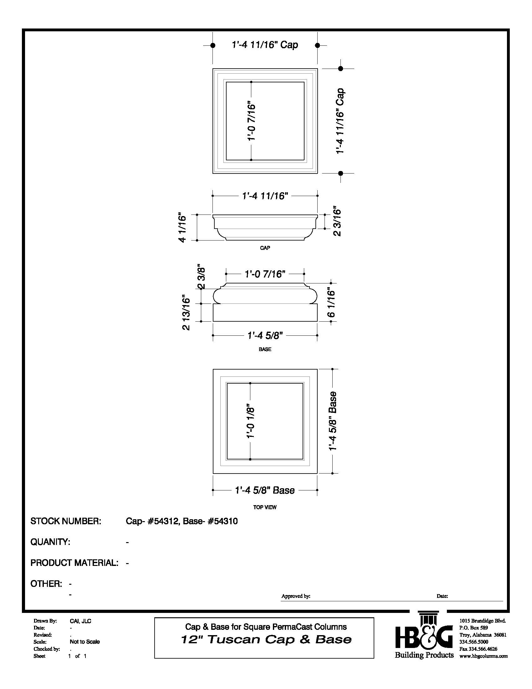 HB&G PermaCast Plus Square 12-in Polyurethane Column Cap and Base Kit ...