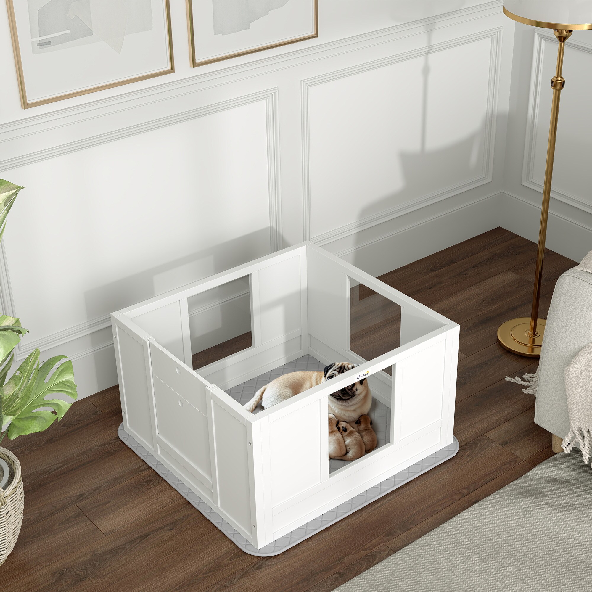 PawHut Whelping Box for Dogs with Waterproof Washable Whelping Pad ...