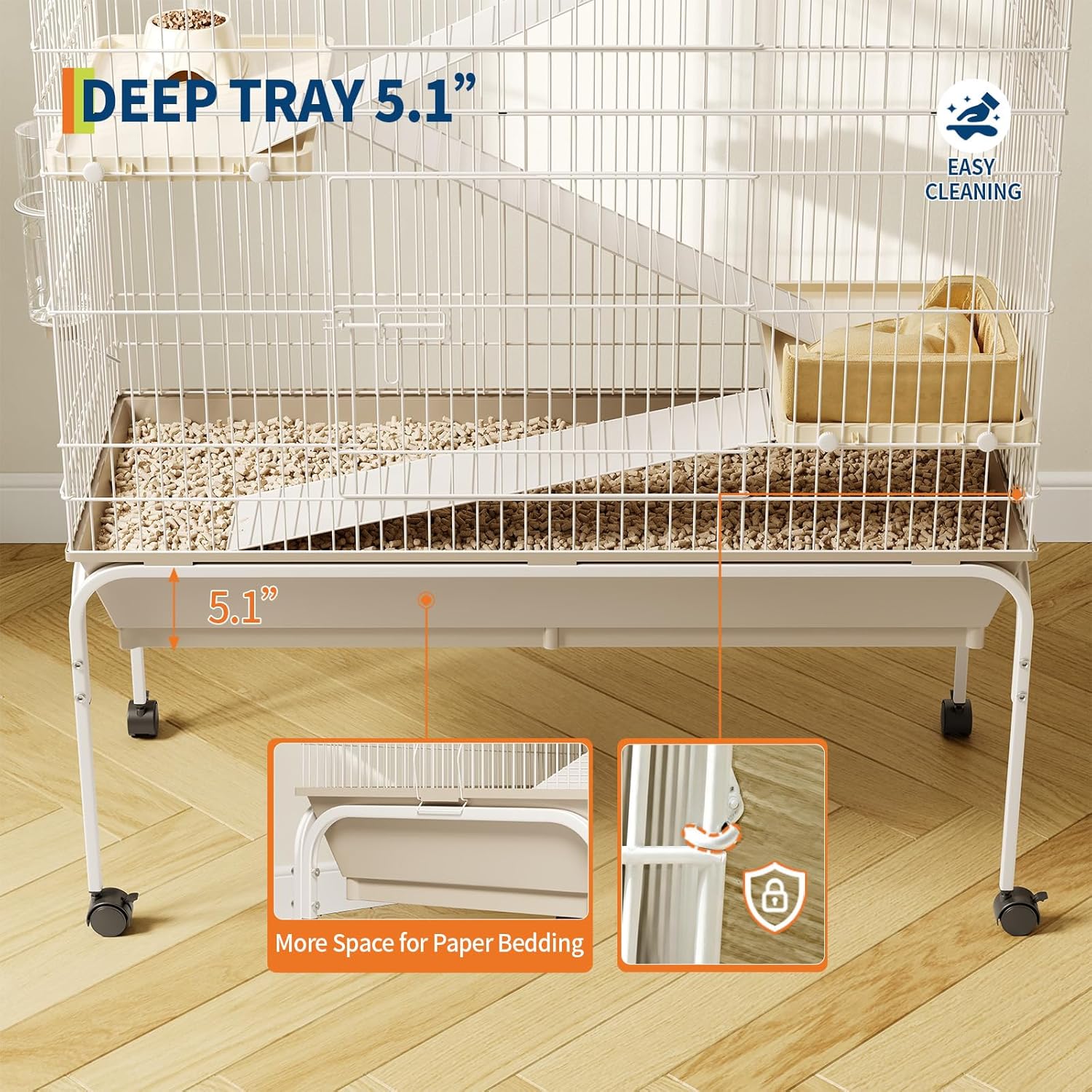 Garvee 4Tier Metal Small Animal Cage with Wheels Removable Ramps Water ...
