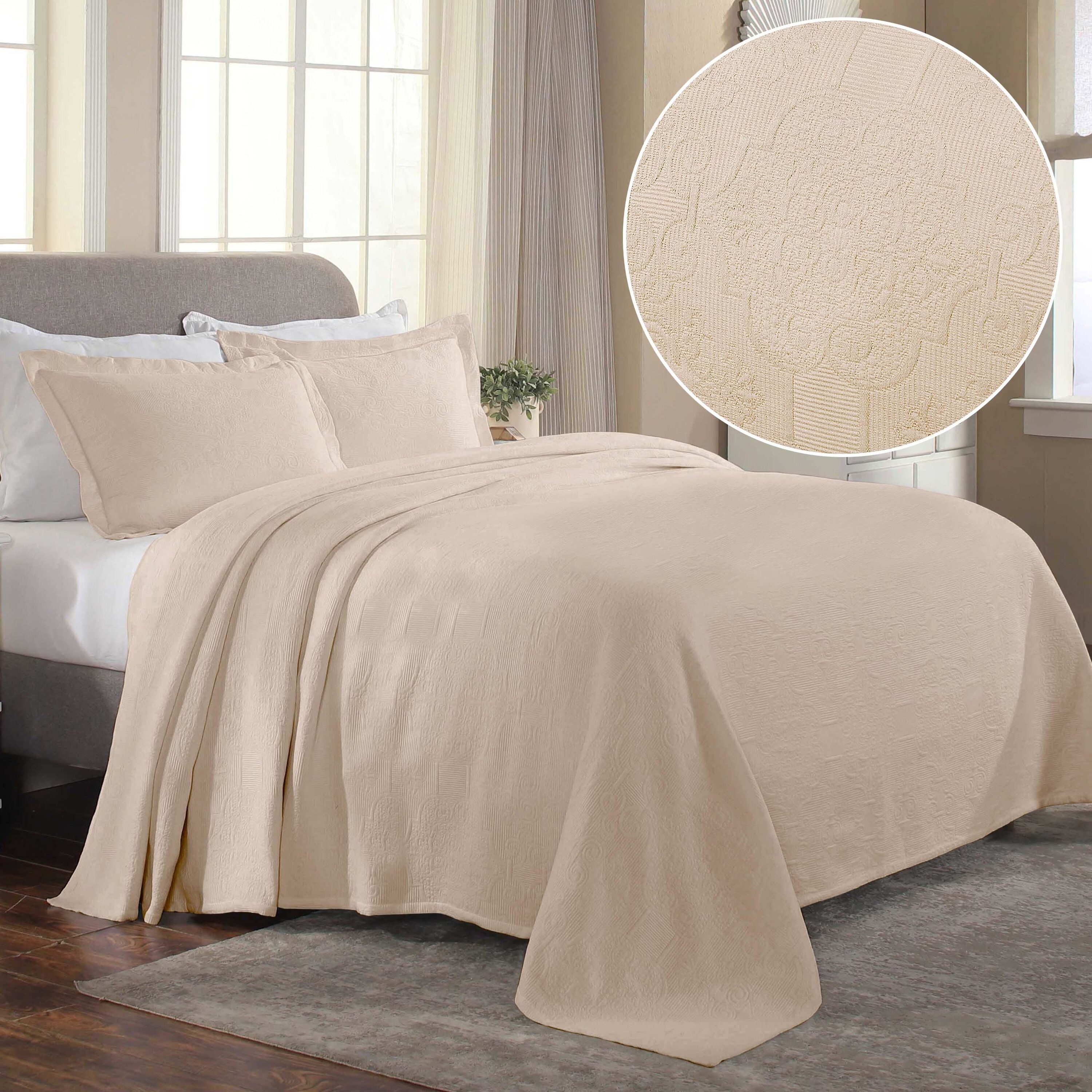 Slickblue Scrolling Medallion Jacquard Bedroom Cotton Bedspread Set for ...