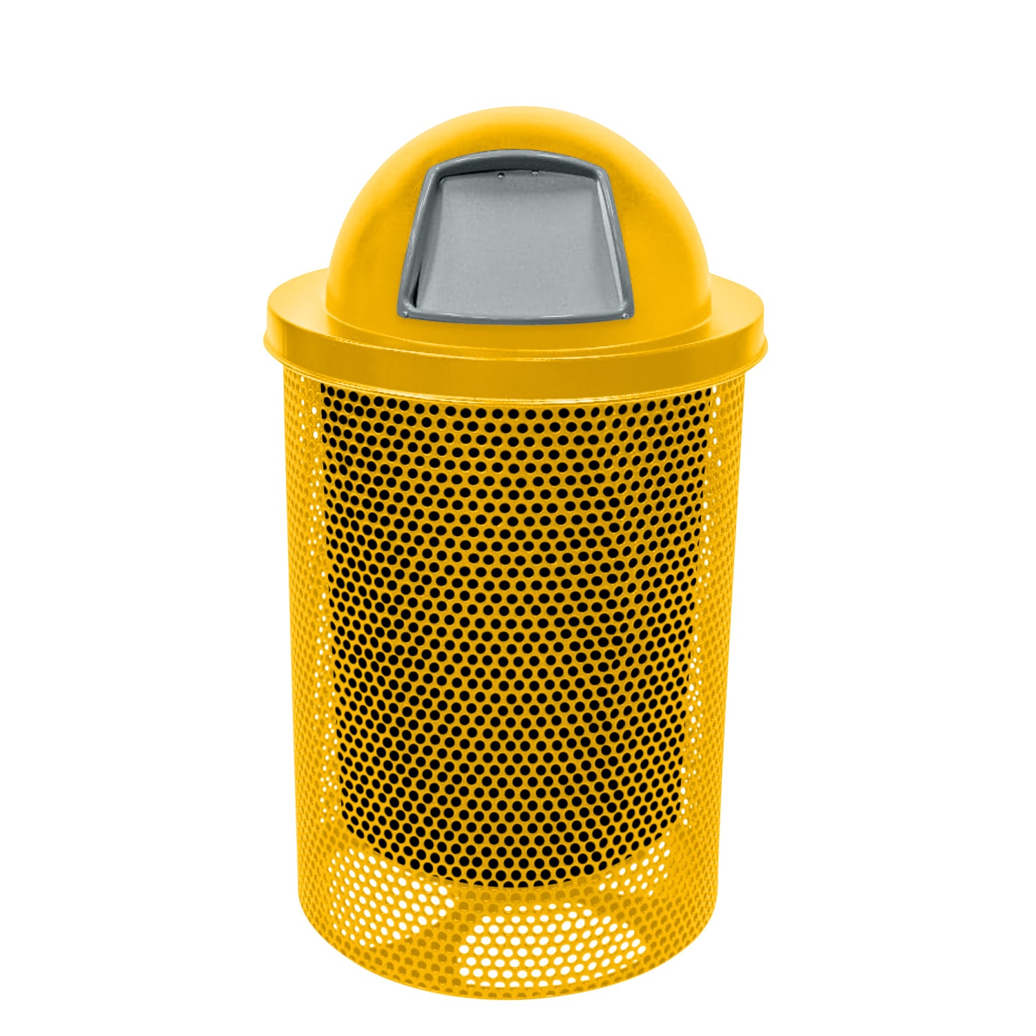 Coated Outdoor Furniture Heavy Duty 32 Gallon Round Punched Steel Trash ...