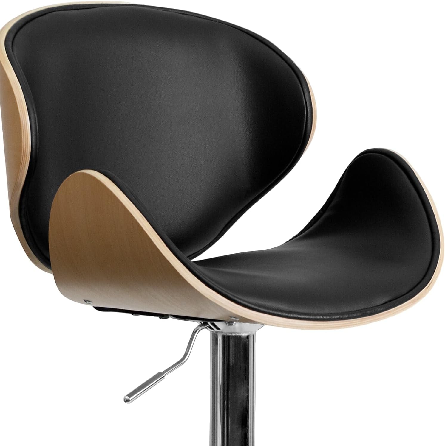 Slickblue Modern Adjustable Barstool Black 45H Curved Vinyl Upholstered ...