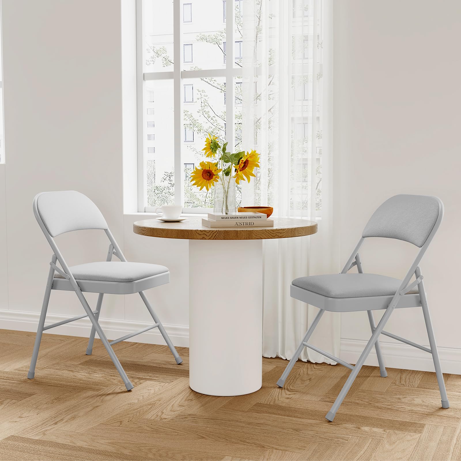 Garvee Metal Folding Chairs with Padded Cushion and Back Indoor Outdoor ...