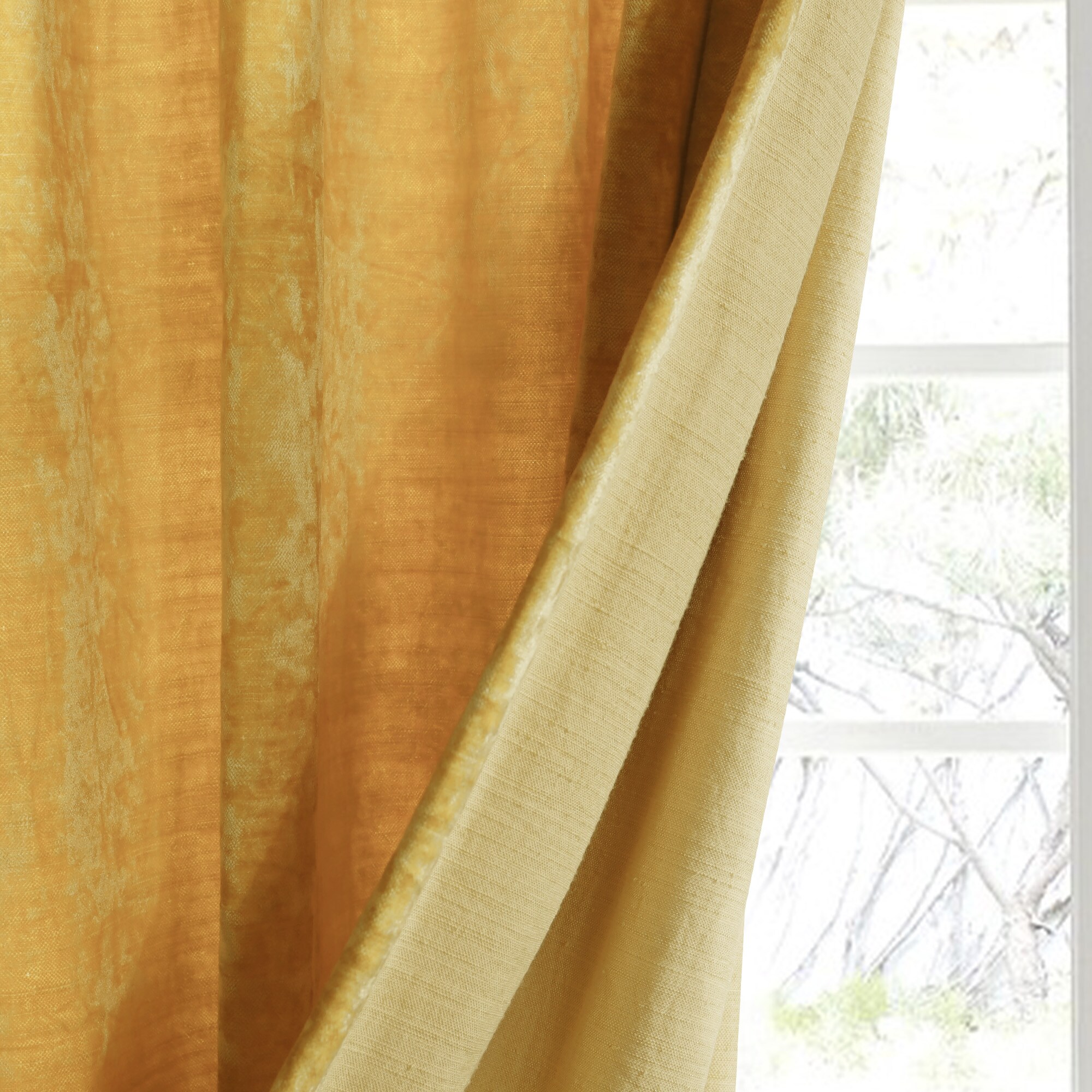 Awesome Home 52-in W x 84-in L Honeygold Texture Velvet Back Tab Room ...