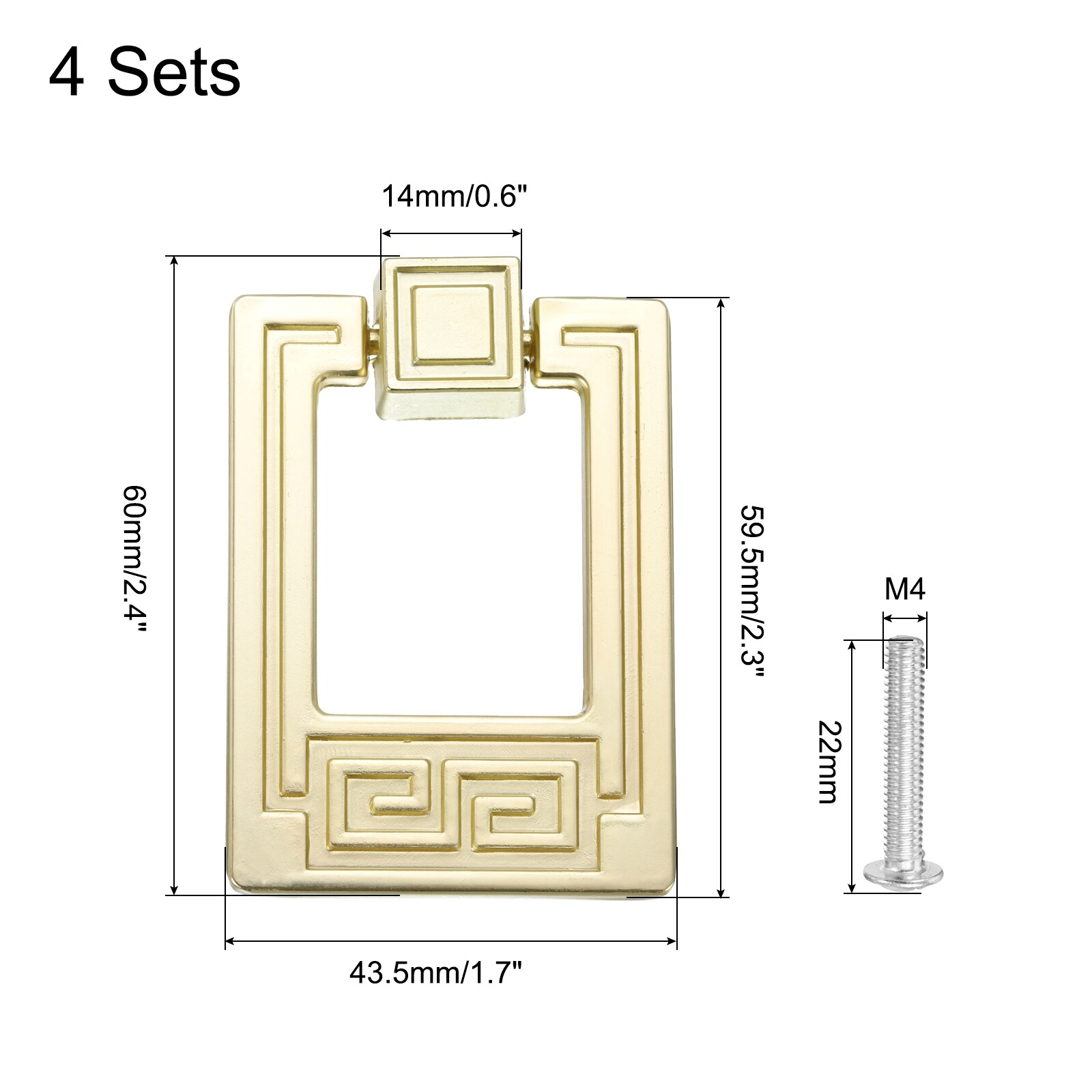 Unique Bargains 4 Sets Chinese Hollow Drawer Pulls Single Hole 60.9mm/2 ...
