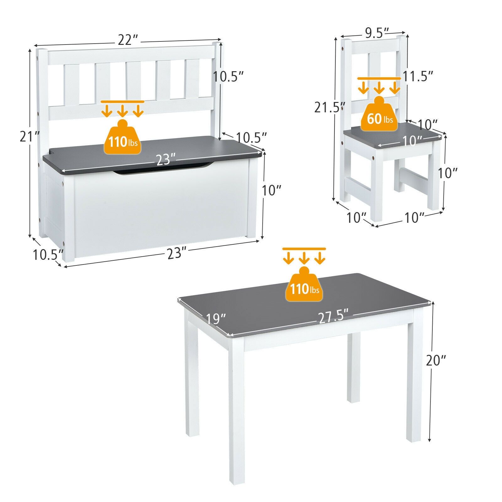 Slickblue Set of 4- Kid Wooden Activity Table and Chairs Set with ...