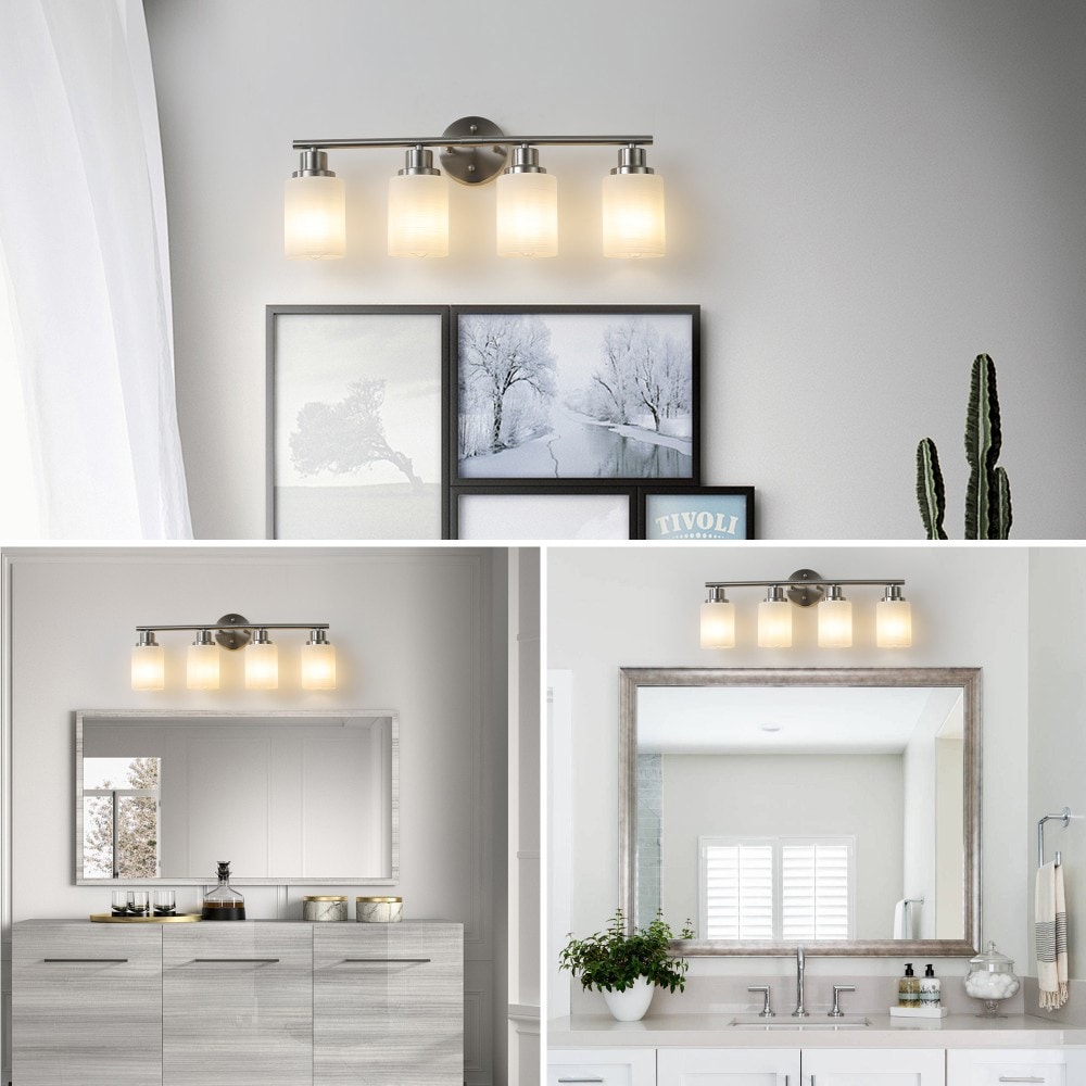 TomCare 24-in 4 Light Modern Bathroom Vanity Light Brushed Nickel Wall ...